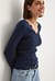 V-detail Light Rib Knitted Sweater Blue | NA-KD