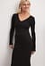 V-Neck Ribbed Midi Dress Black | NA-KD