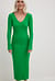 V-Neck Ribbed Midi Dress Green | NA-KD