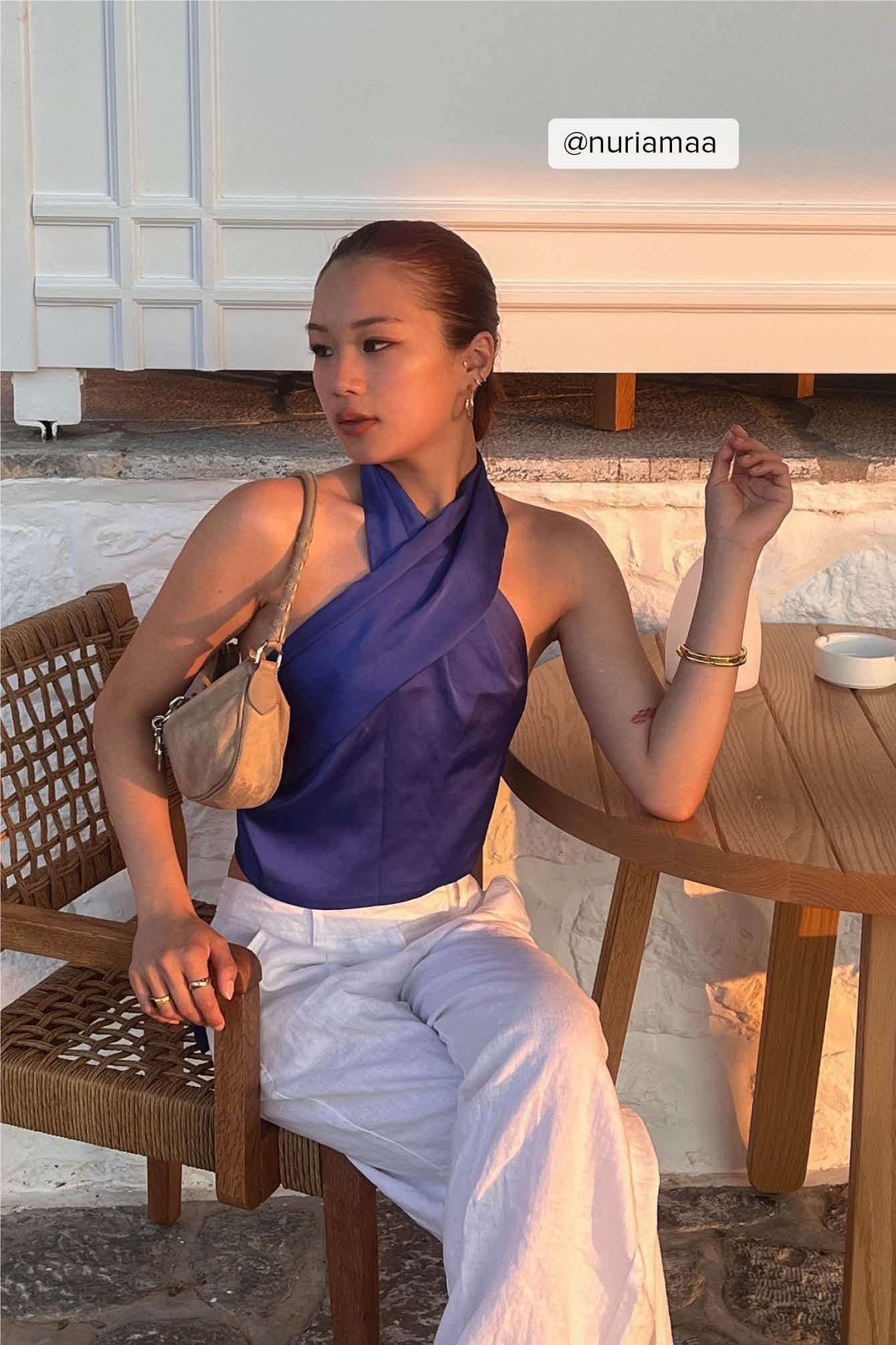 Recycled Twist Front Satin Top Blue | na-kd.com