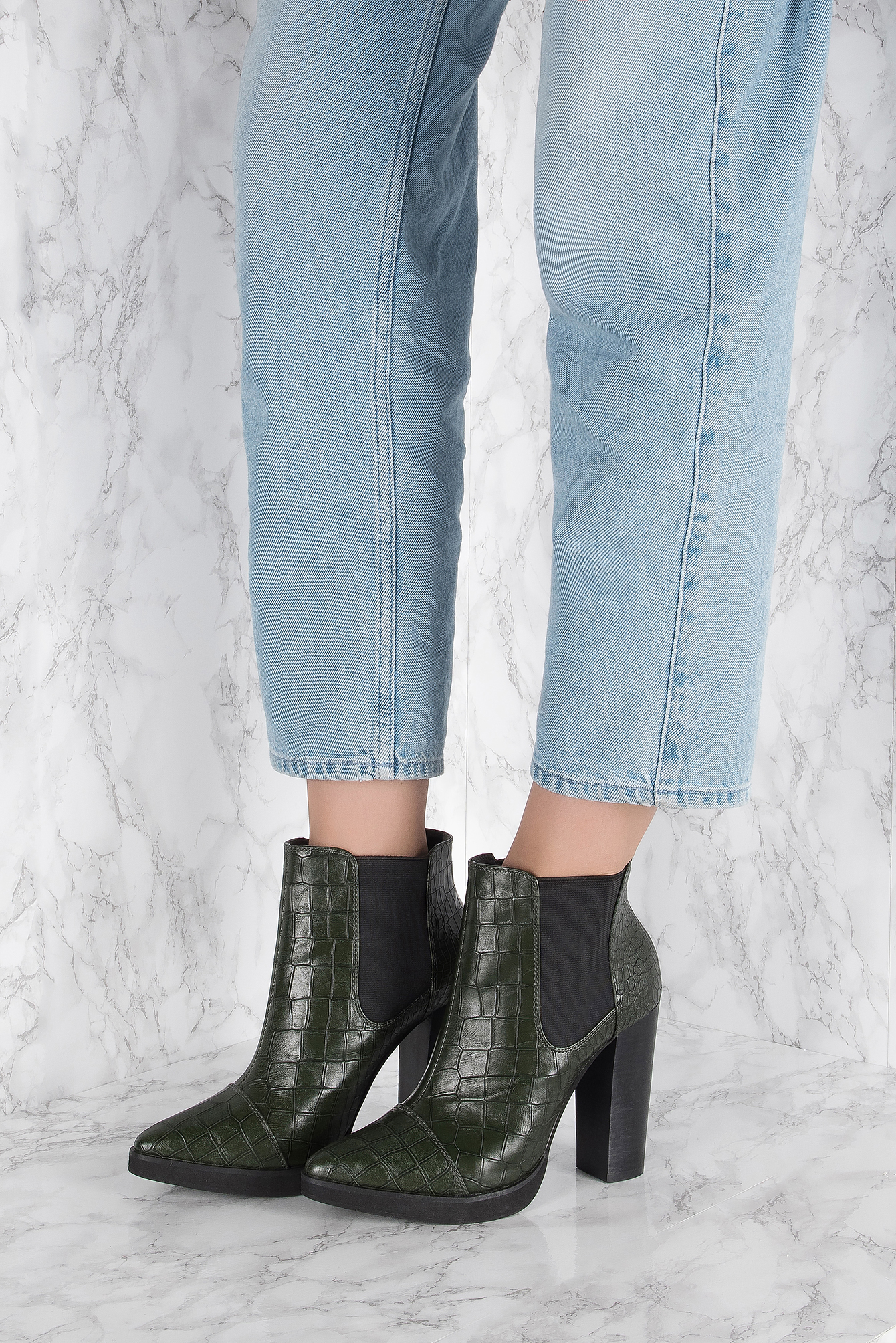 High Heel Pointed Boot Green | NA-KD