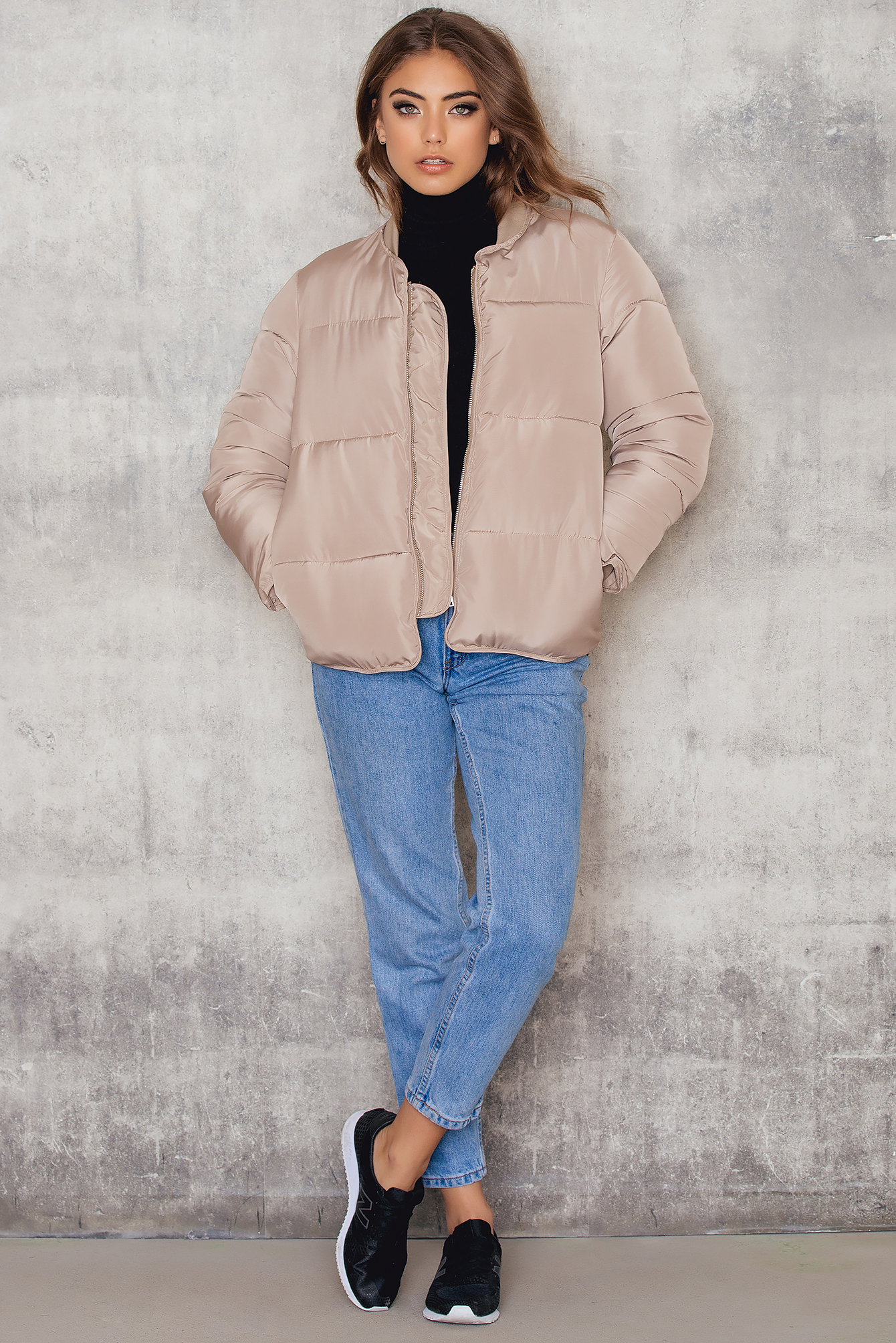 Padded Bomber Jacket Beige | na-kd.com