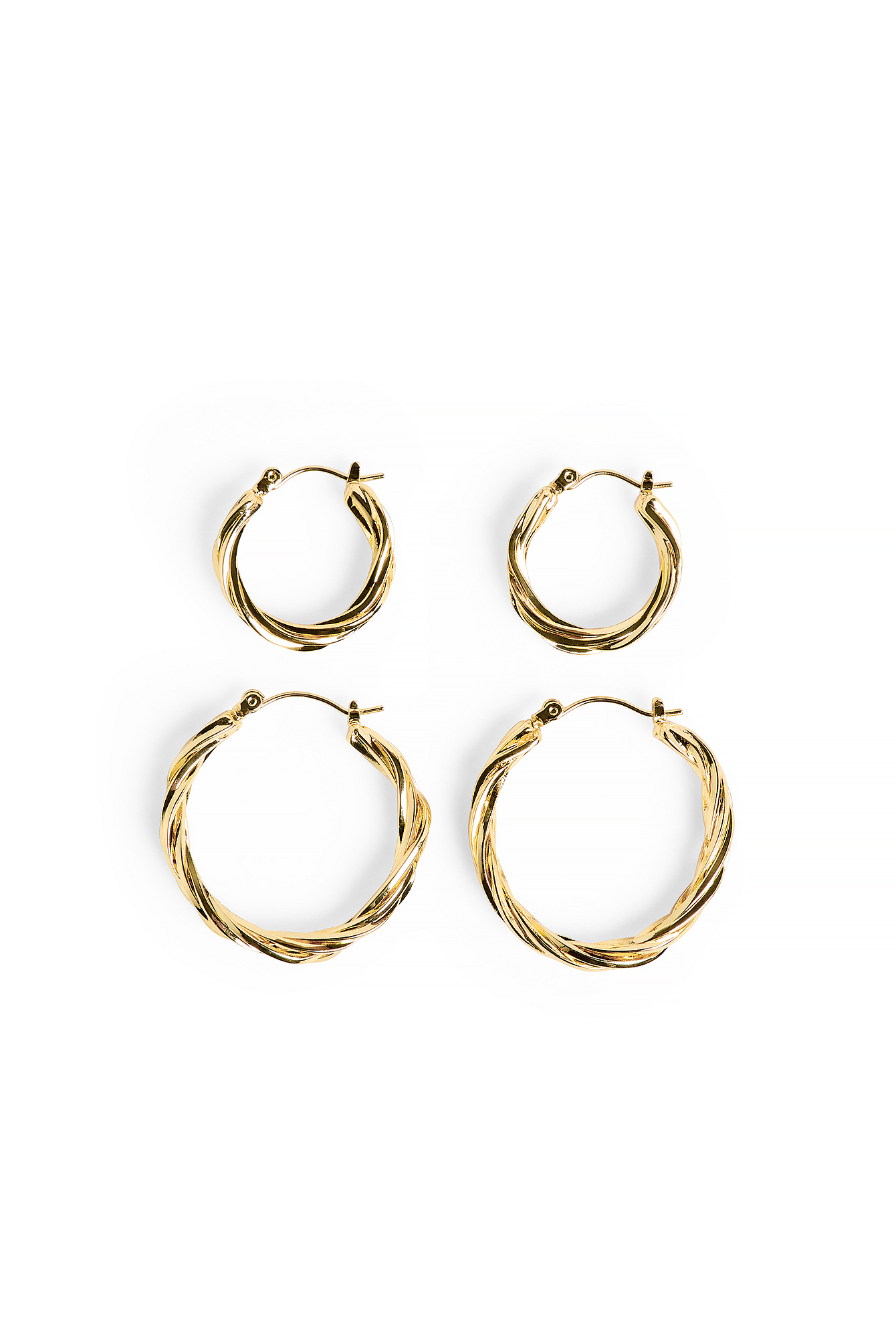 2-Pack Gold Plated Braided Hoops Gold | NA-KD
