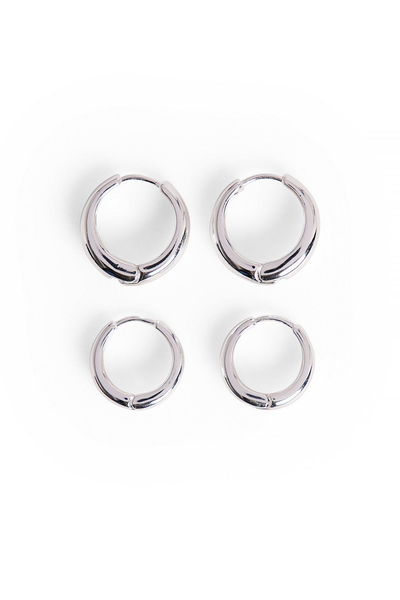 2-Pack Silver Plated Basic Chubby Hoops Silver | NA-KD
