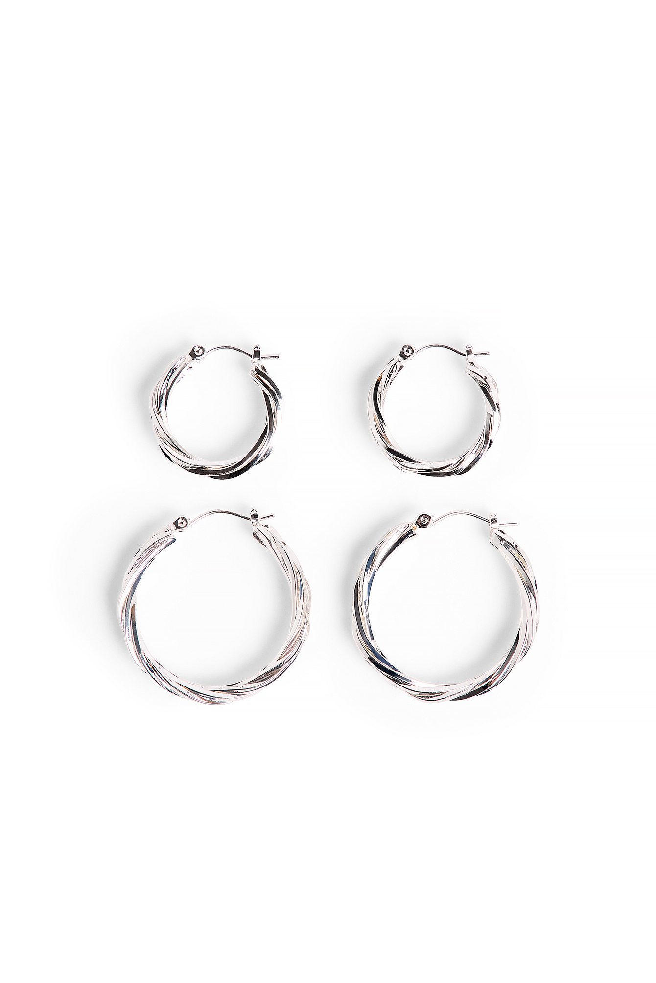 2-Pack Silver Plated Braided Hoops Silver | NA-KD