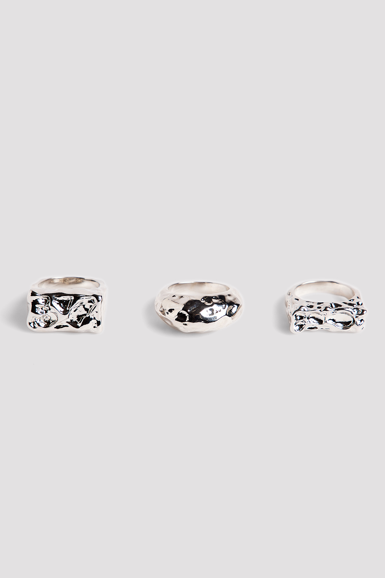 3-Pack Chunky Rings Silver | NA-KD