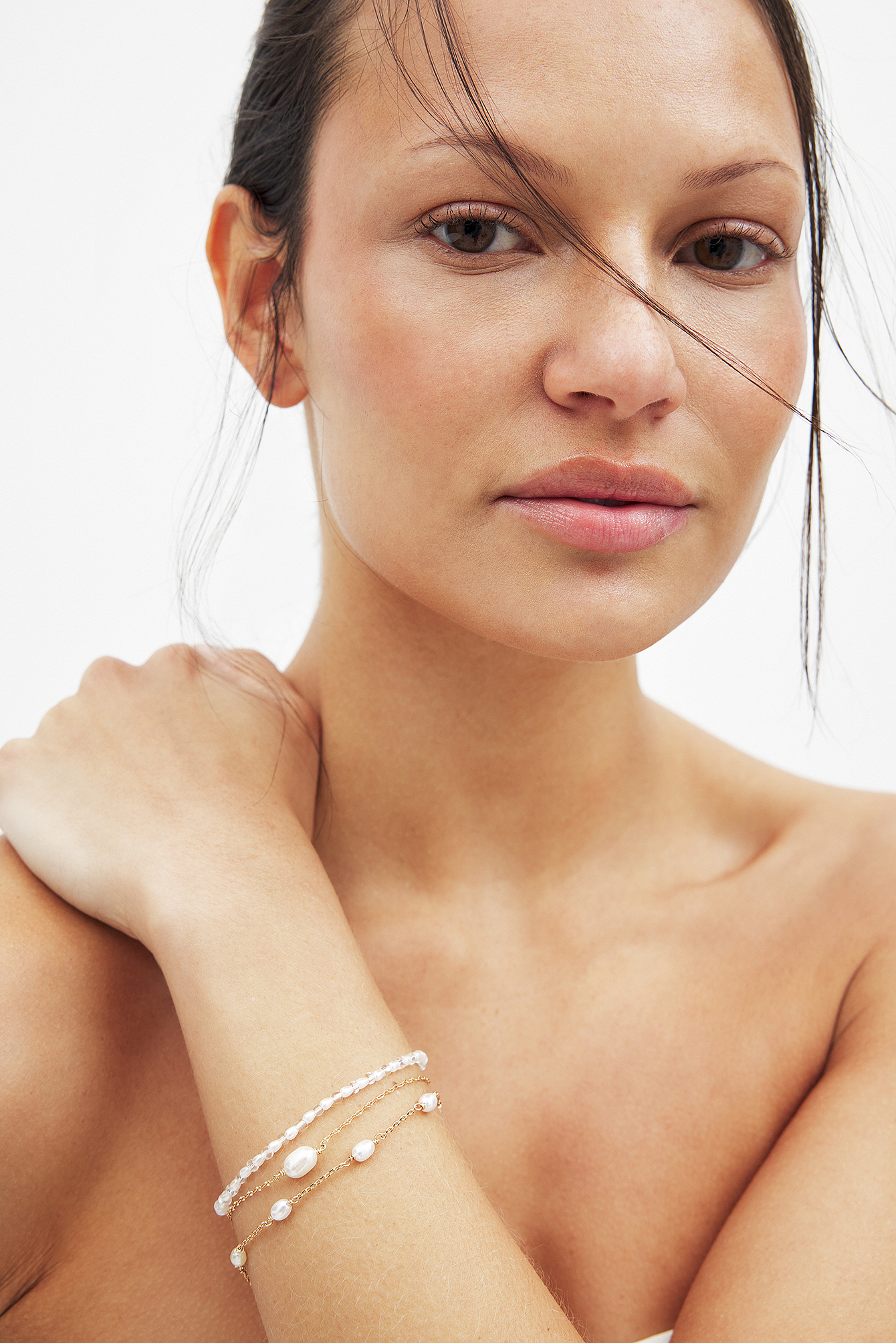 3-pak perlearmbånd Hvid | NA-KD