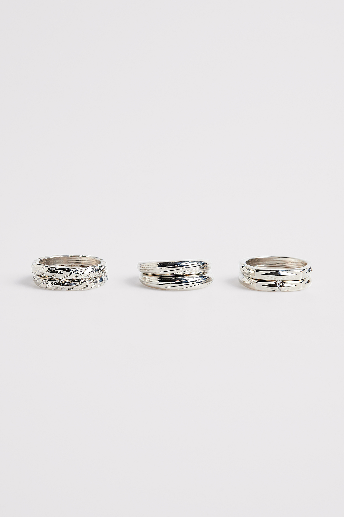 6-pack Mixed Silver Plated Pattern Rings Silver | NA-KD