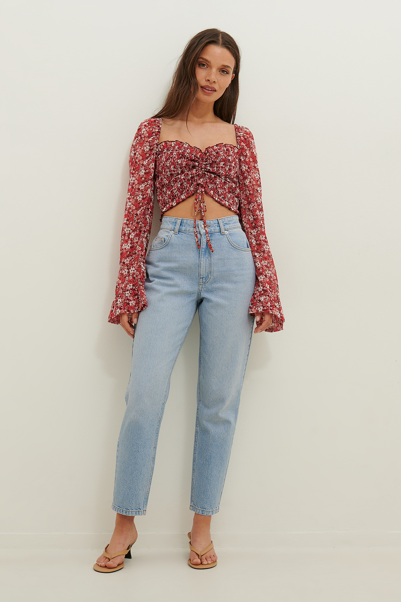 Long Sleeve Smock Blouse Red | na-kd.com