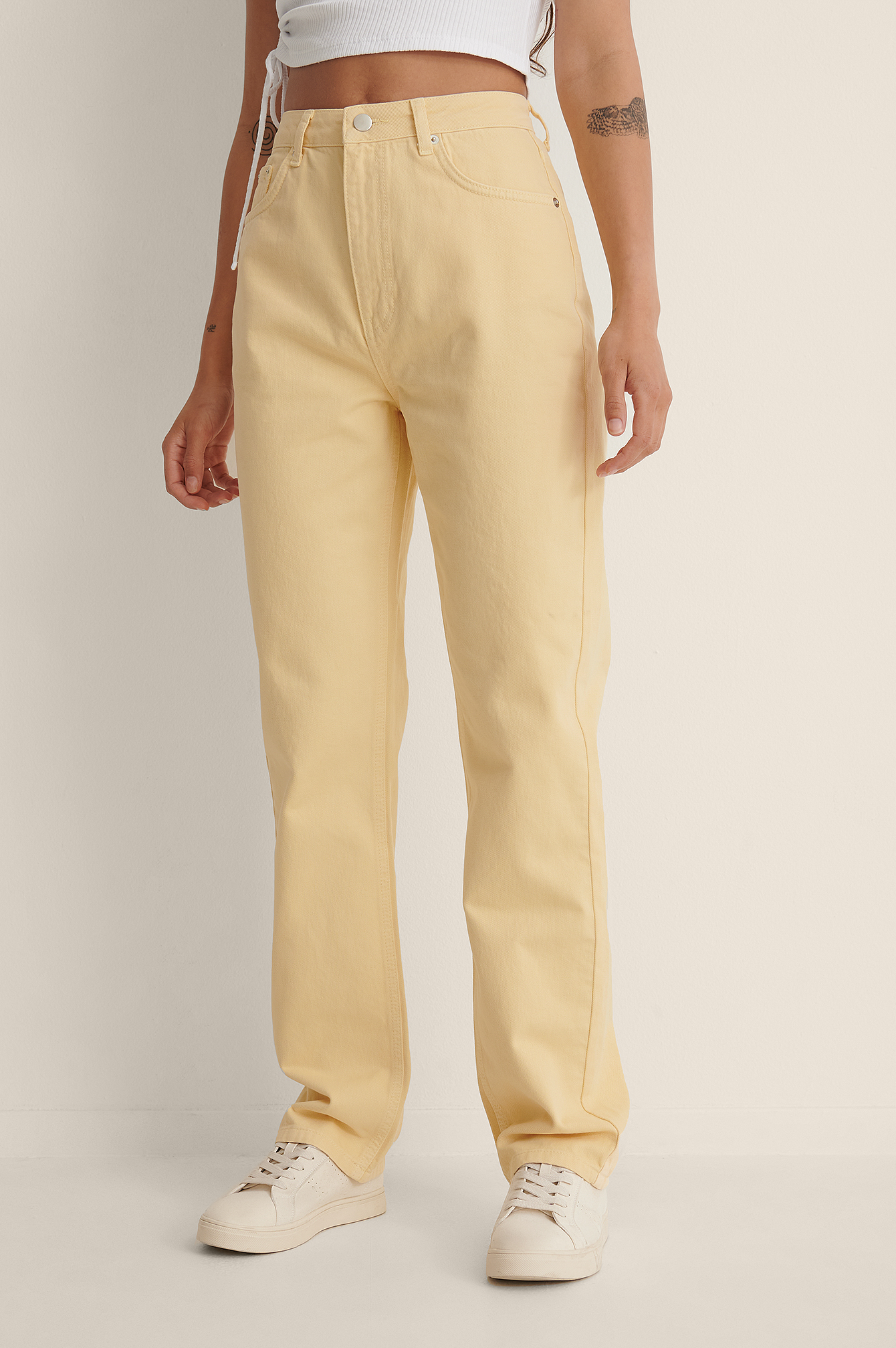 Organic High Waisted Regular Fit Denim Yellow | na-kd.com