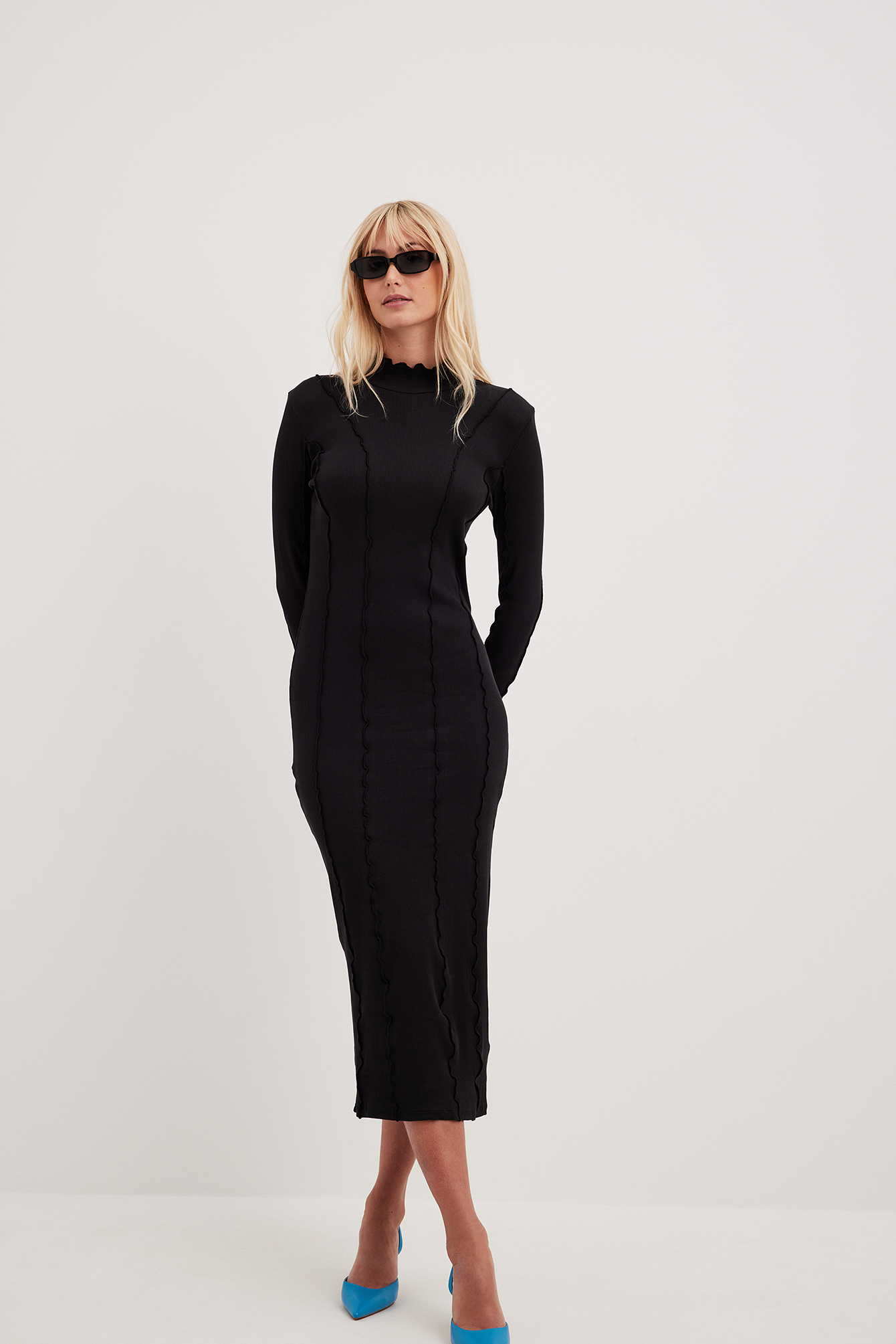 Babylock Detailed Midi Dress Black | NA-KD