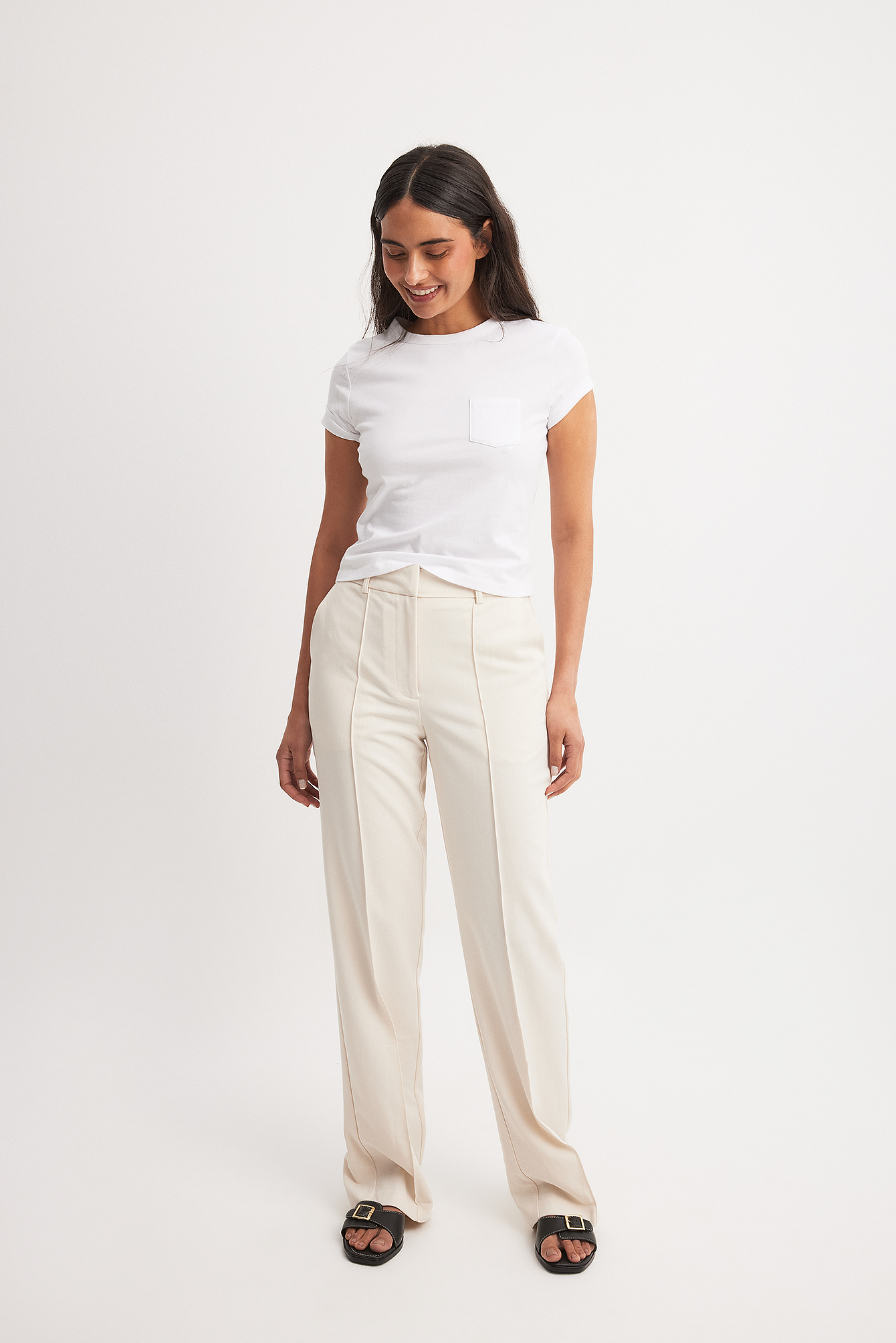 Back Slit Suit Pants Offwhite | NA-KD