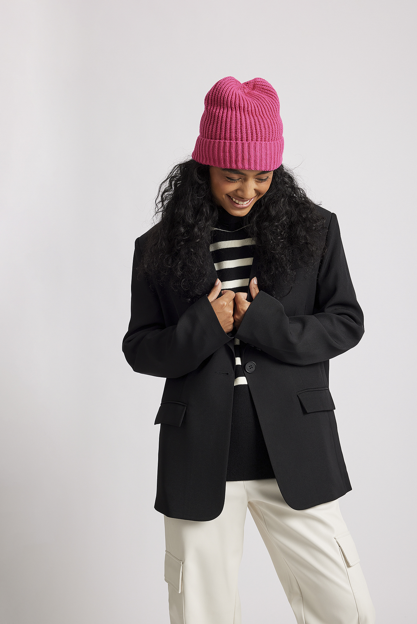 Basic Knitted Beanie Pink | NA-KD