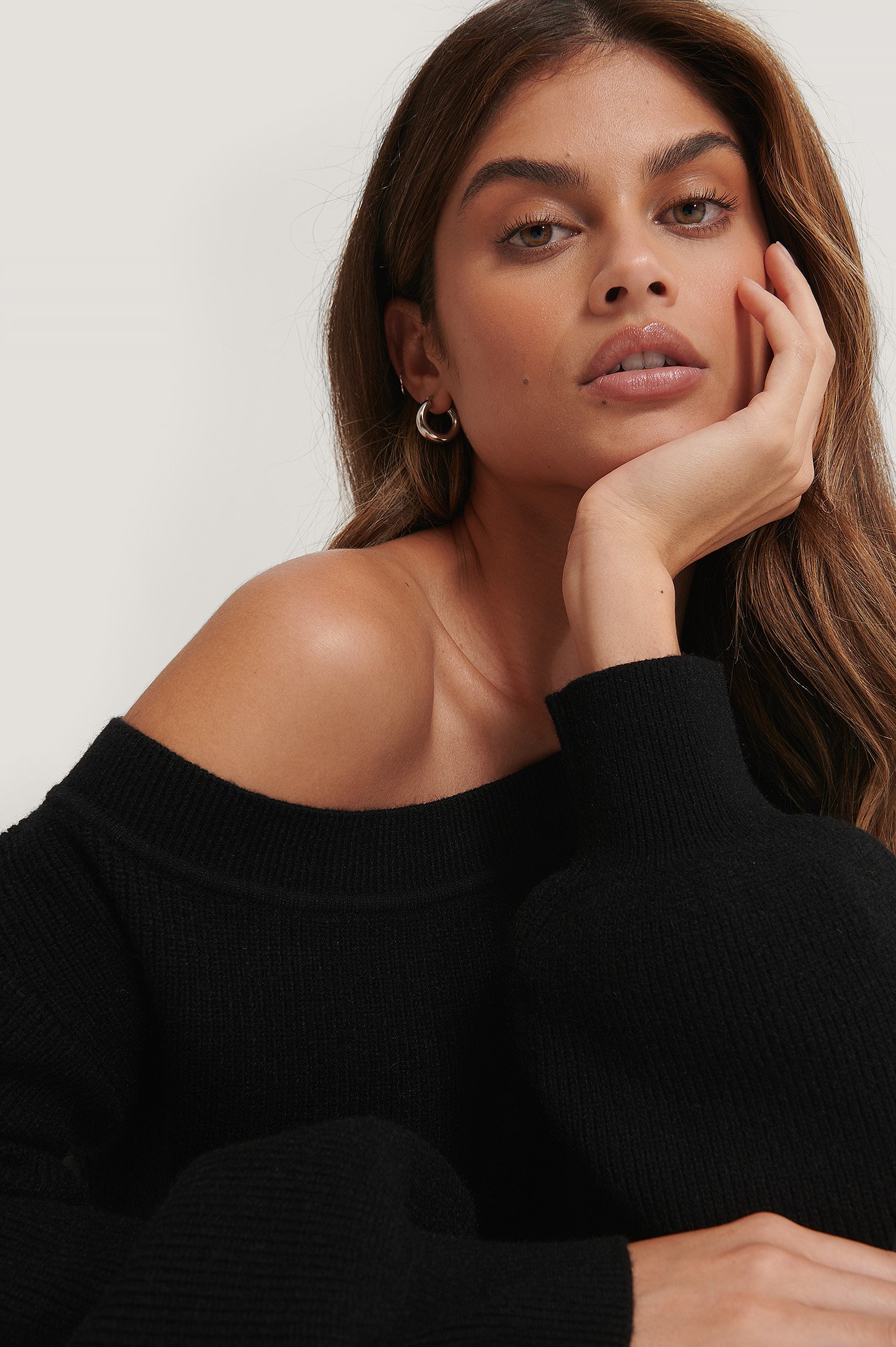 One Shoulder Knitted Sweater Black | na-kd.com