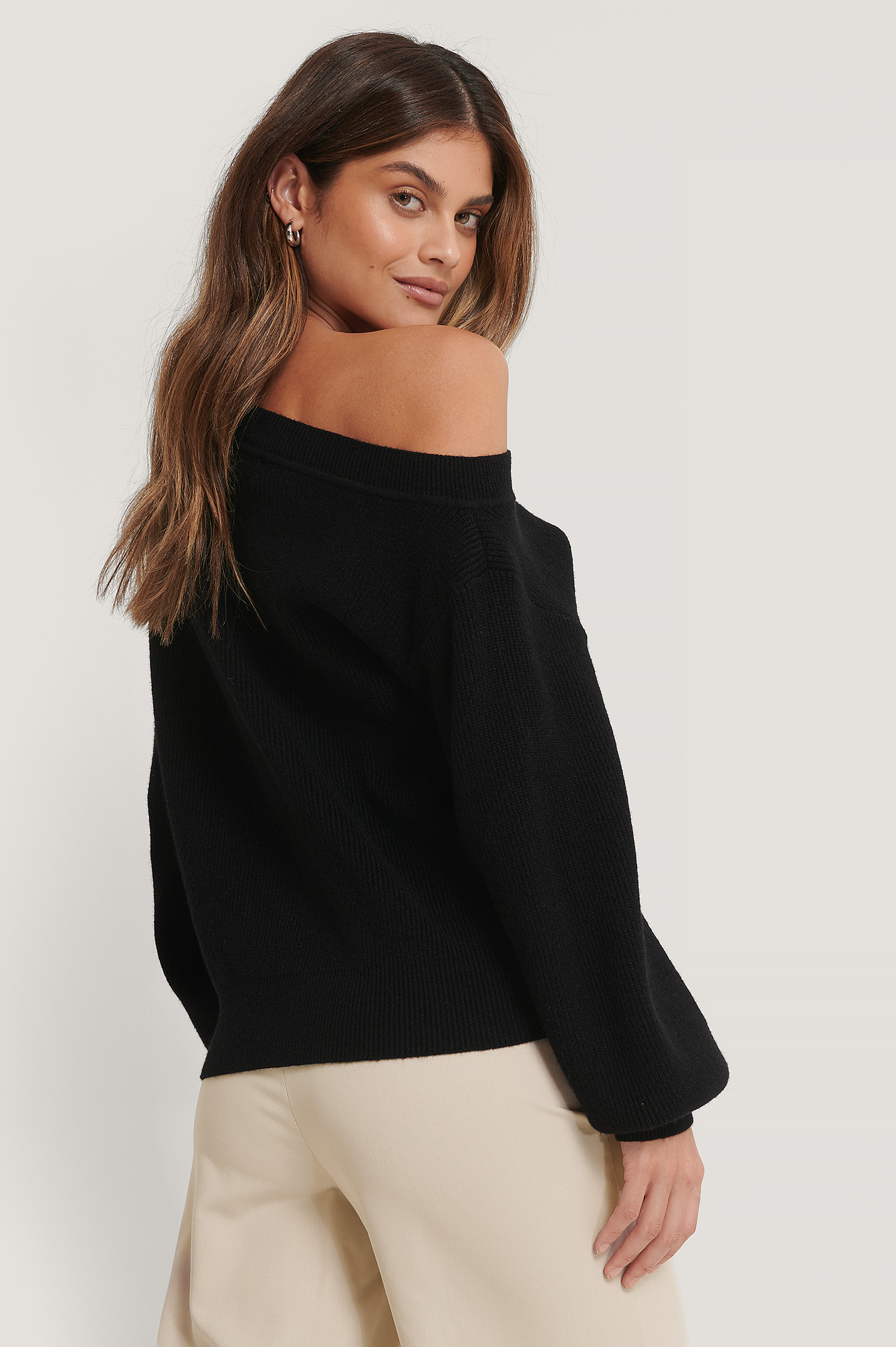 One Shoulder Knitted Sweater Black | na-kd.com