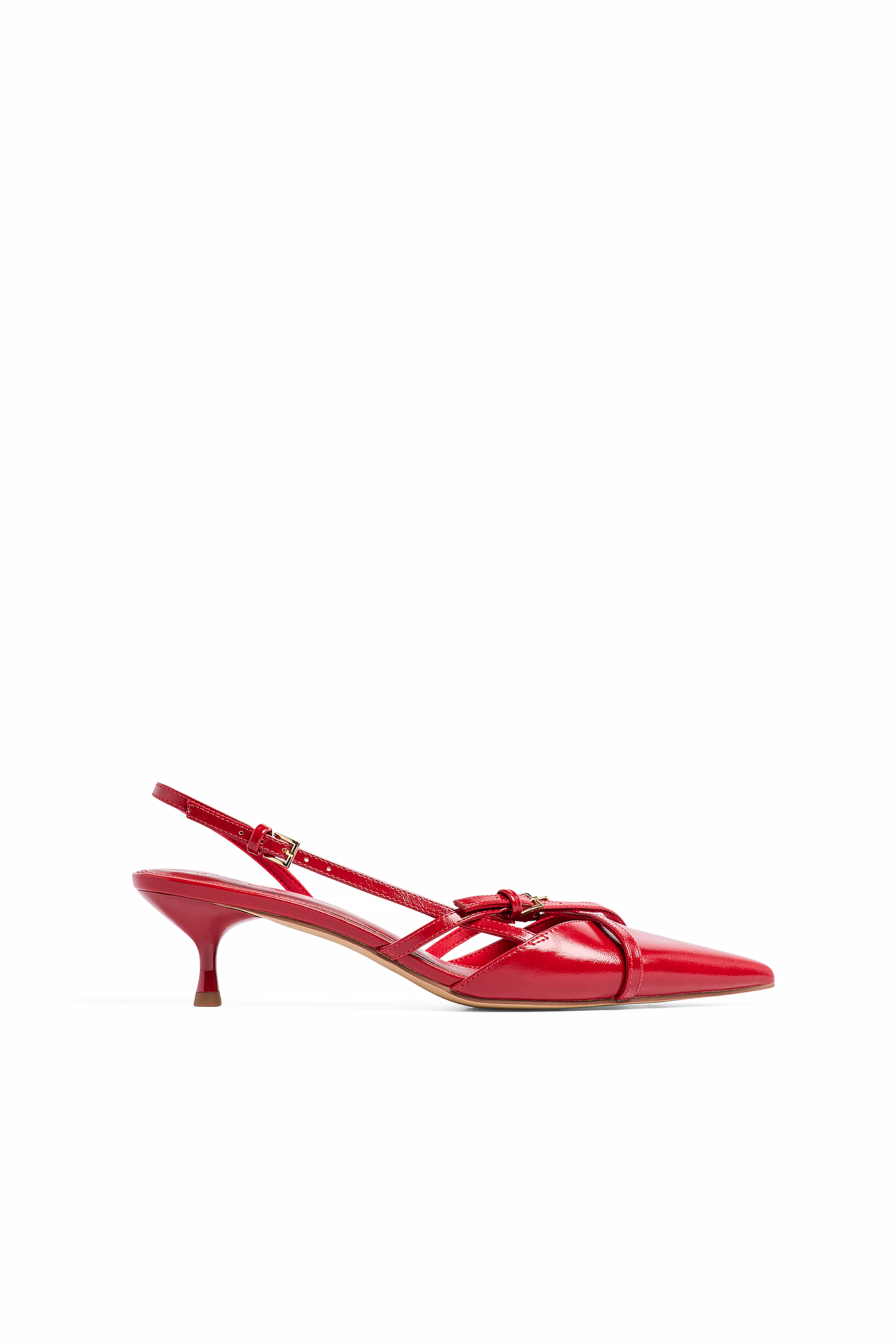 Buckled Straps Slingback Pumps Red | NA-KD