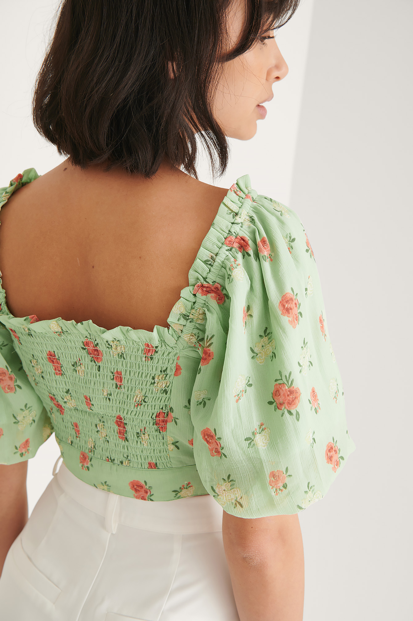 Frill Detail Cropped Top Multicolor | NA-KD