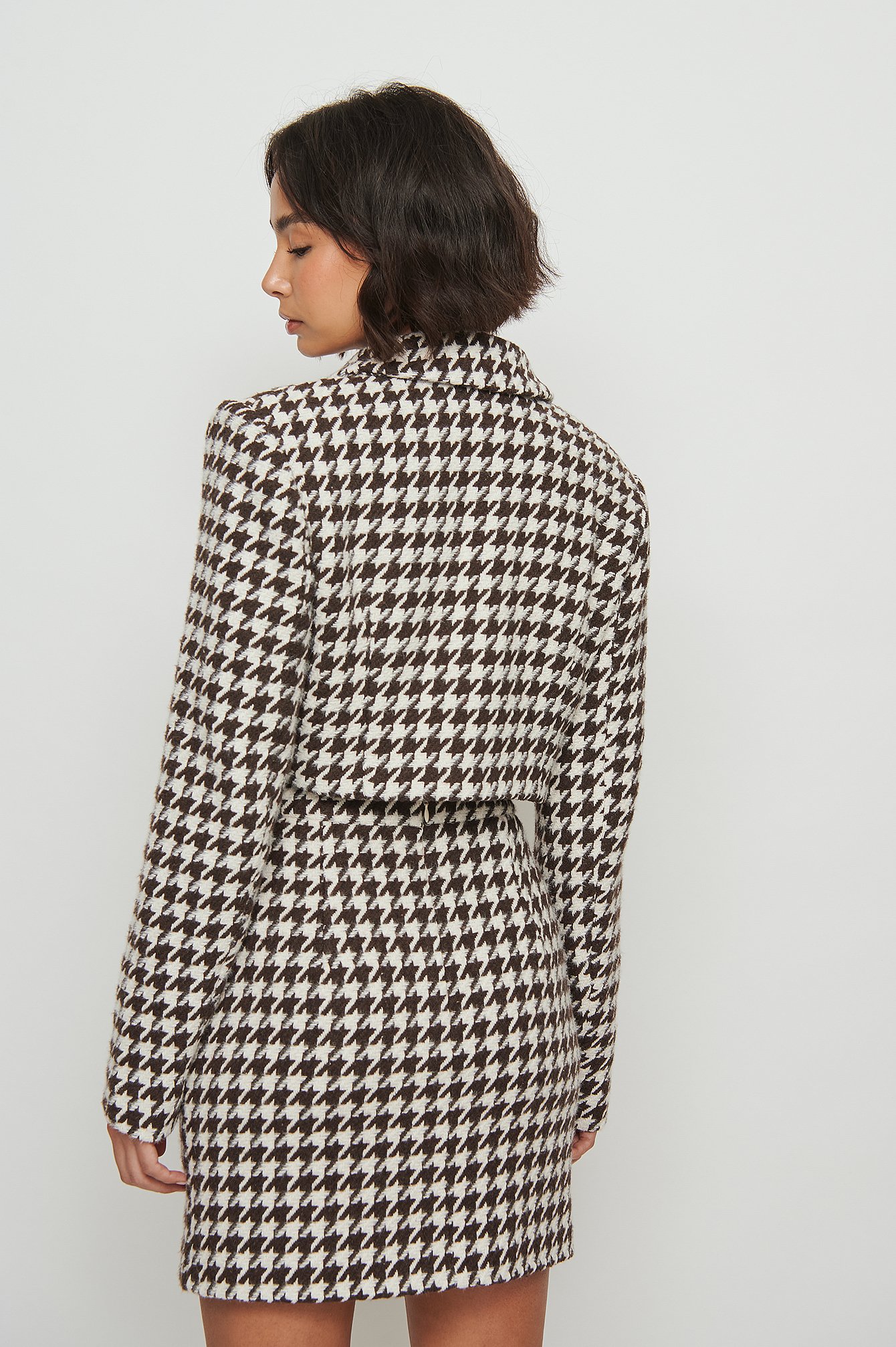 Houndstooth Cropped Blazer Checkered | na-kd.com