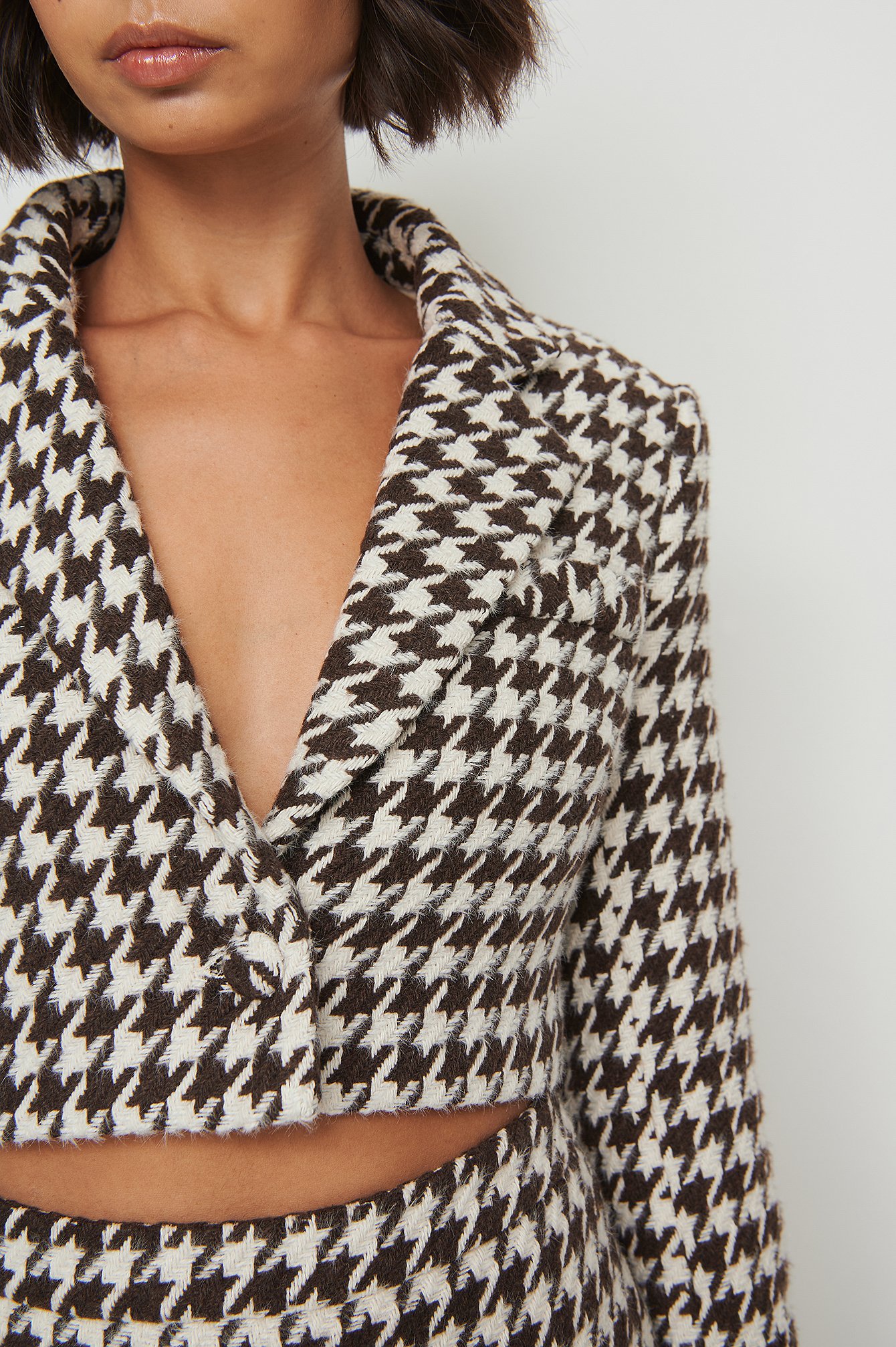 Houndstooth Cropped Blazer Checkered | na-kd.com