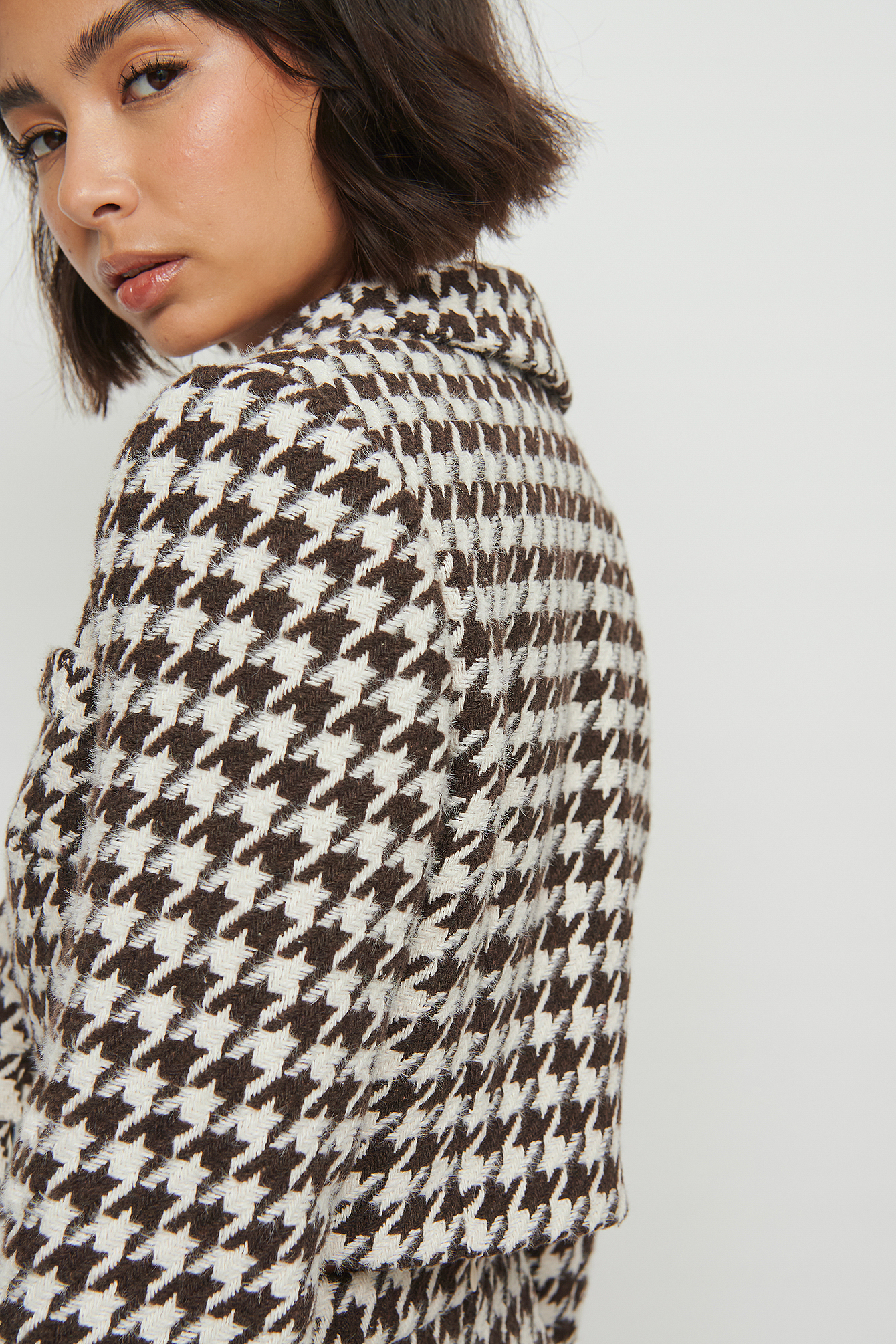 Houndstooth Cropped Blazer Checkered | na-kd.com