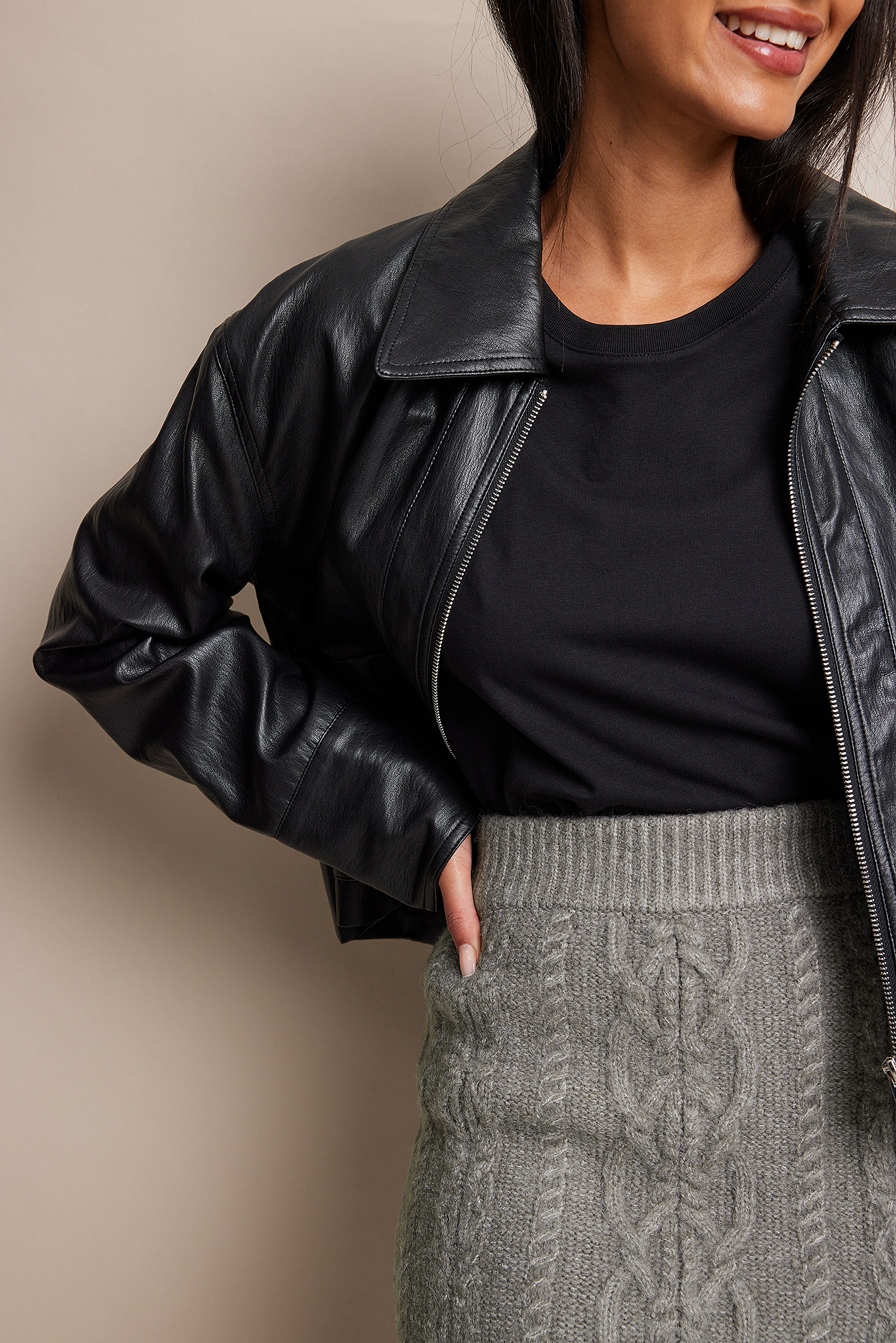 Mini-Strickrock mit Zopfmuster Grau | na-kd.com