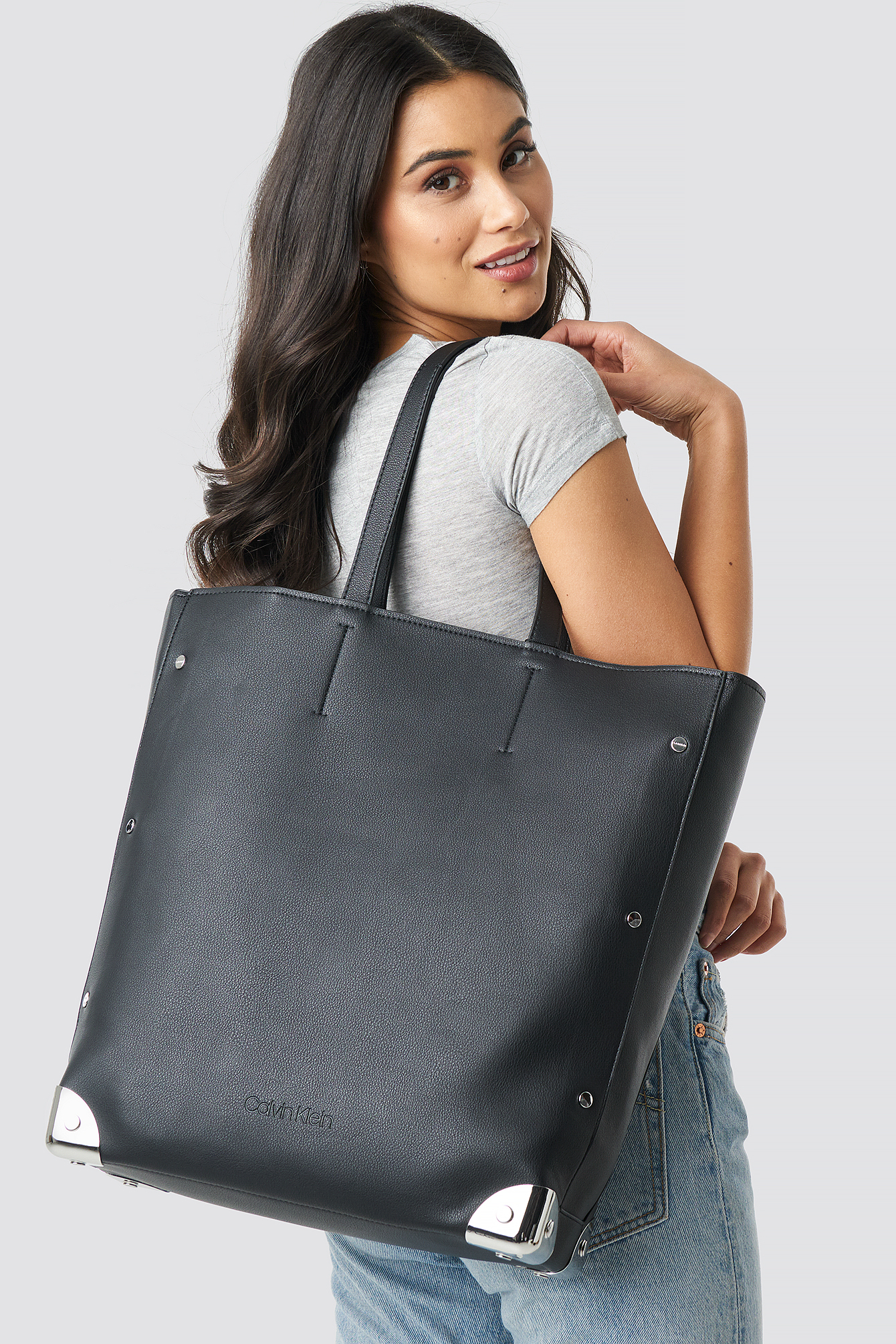 Ck Lock Shopper Tote Bag Black | NA-KD