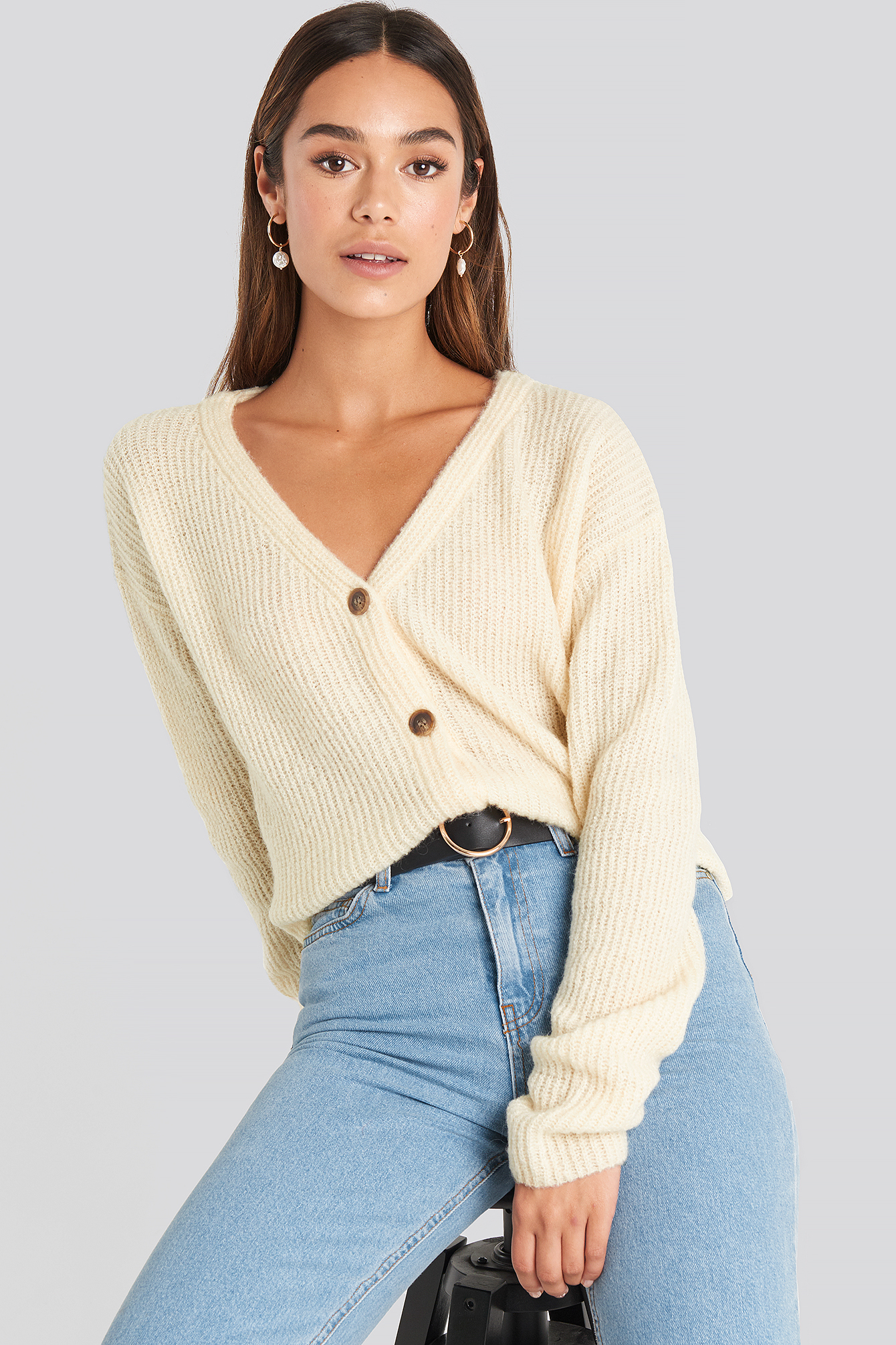 Buttoned Cardigan White | NA-KD