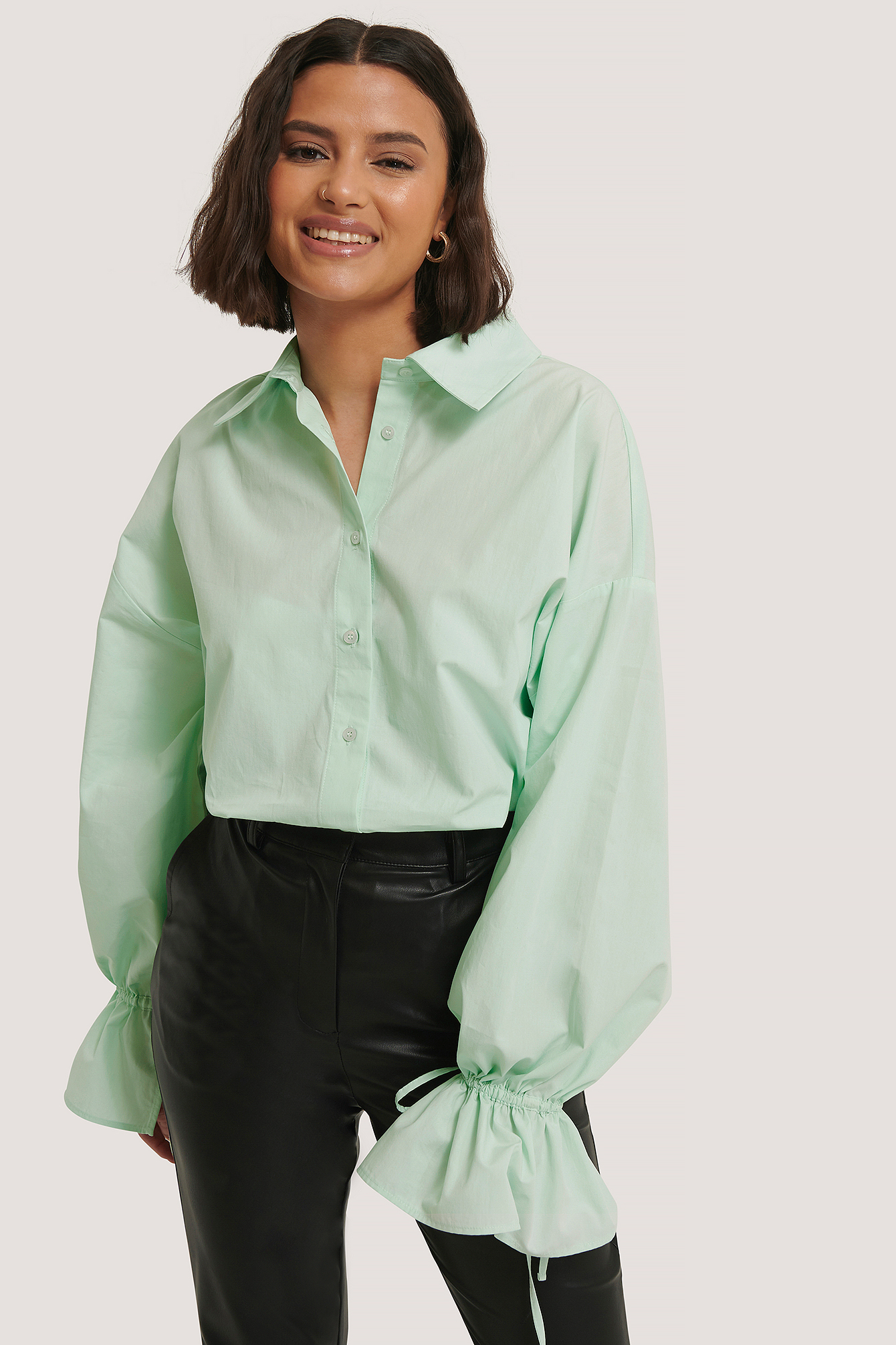 Wide Sleeve Shirt Green | NA-KD