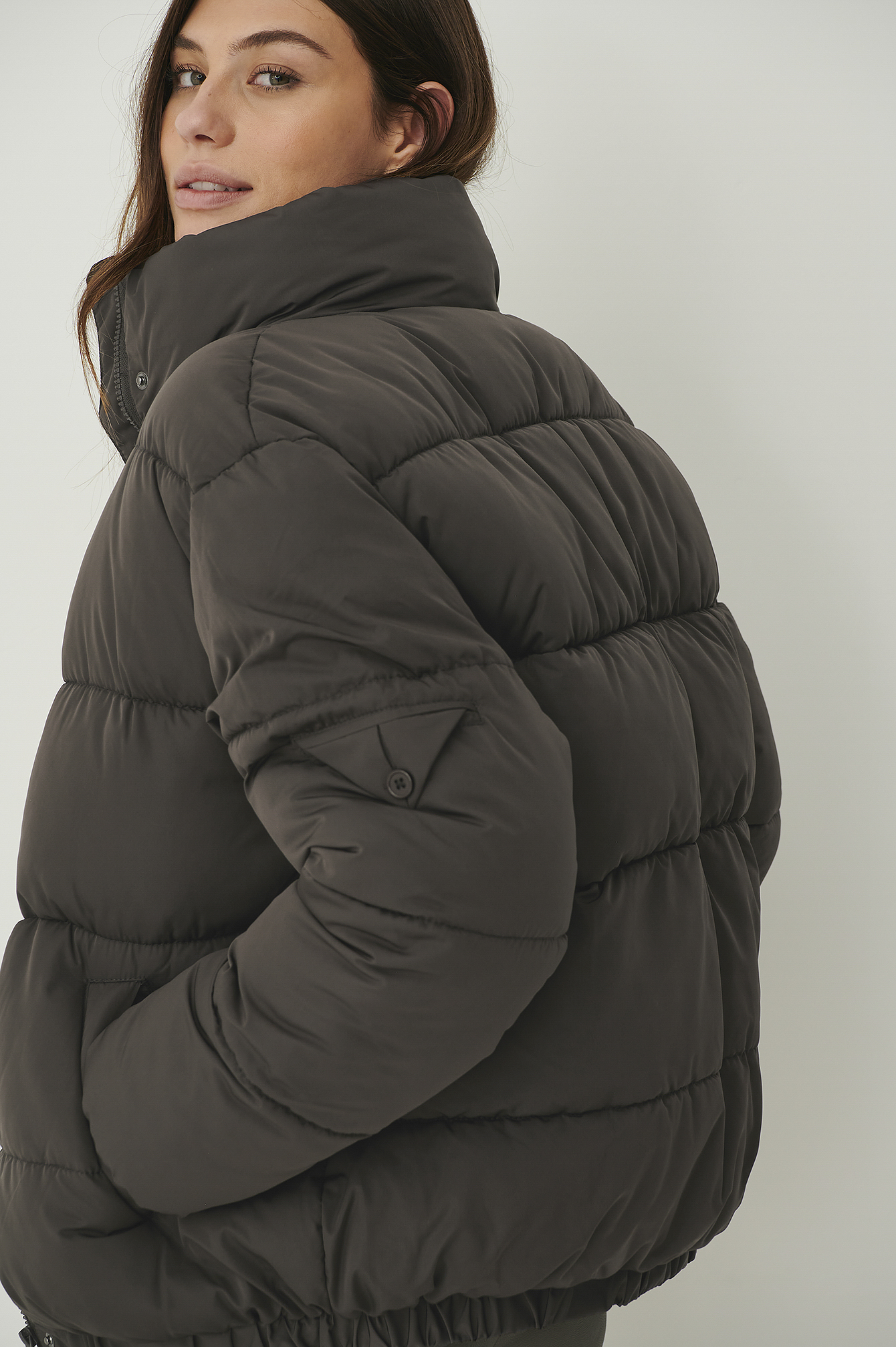 Short Padded Jacket Brown | na-kd.com