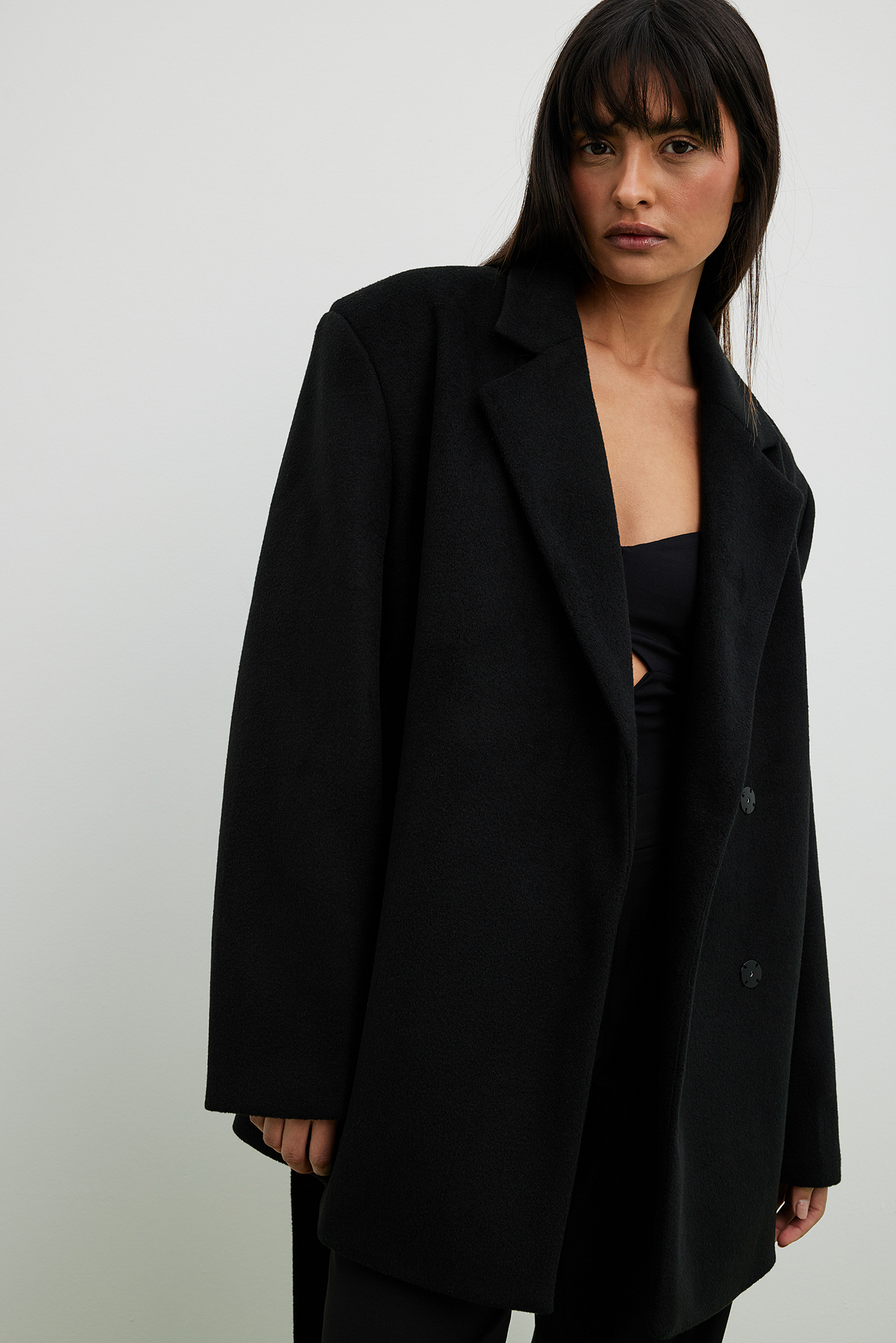 Classic Belted Short Coat Black | NA-KD