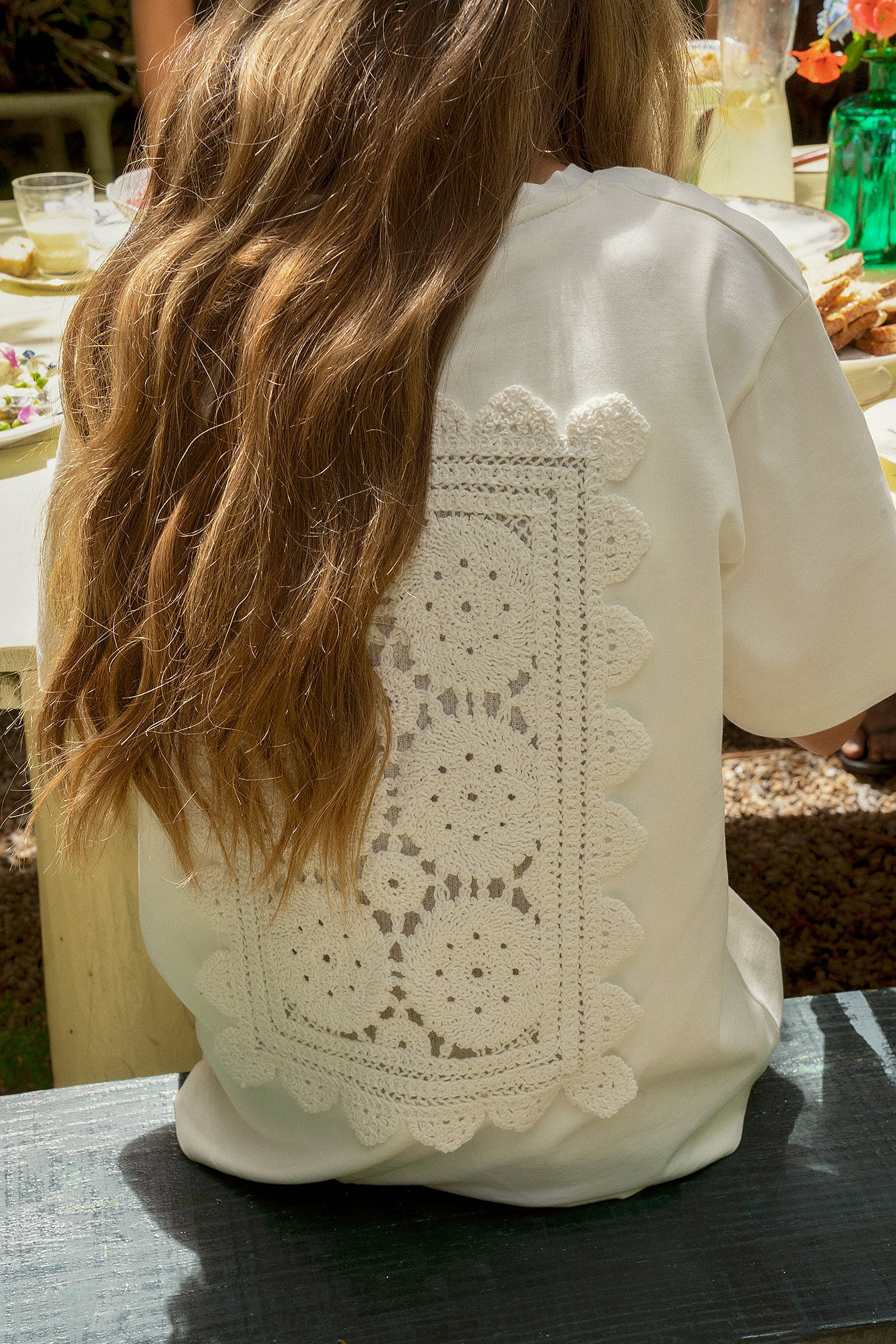 T-shirt oversize avec détail en crochet Blanc | NA-KD
