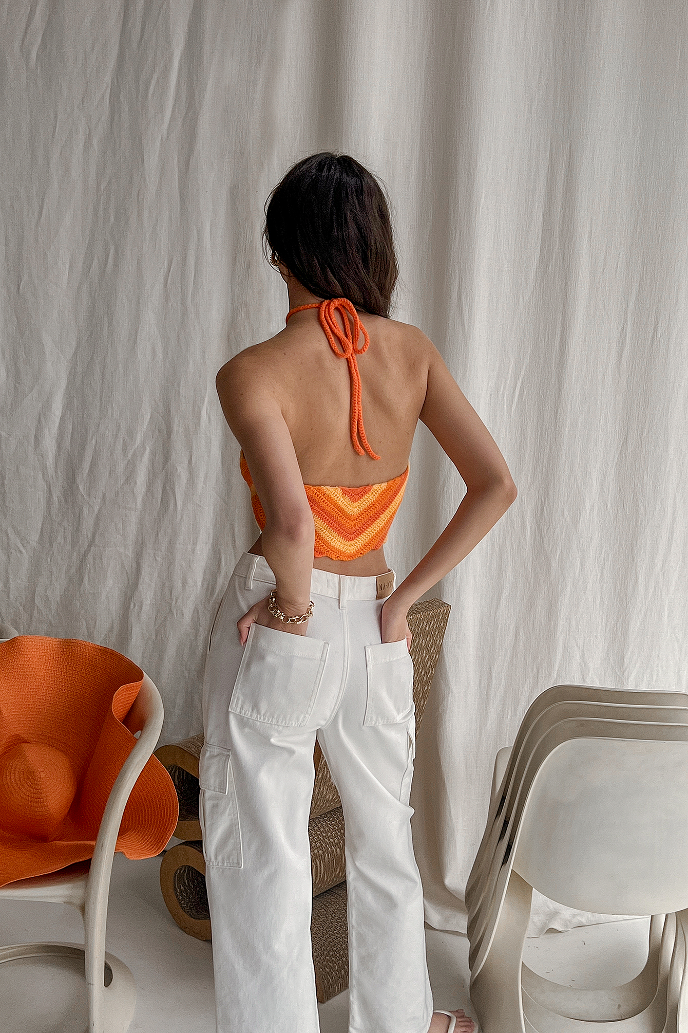 Crochet Detail Singlet Stripe | na-kd.com