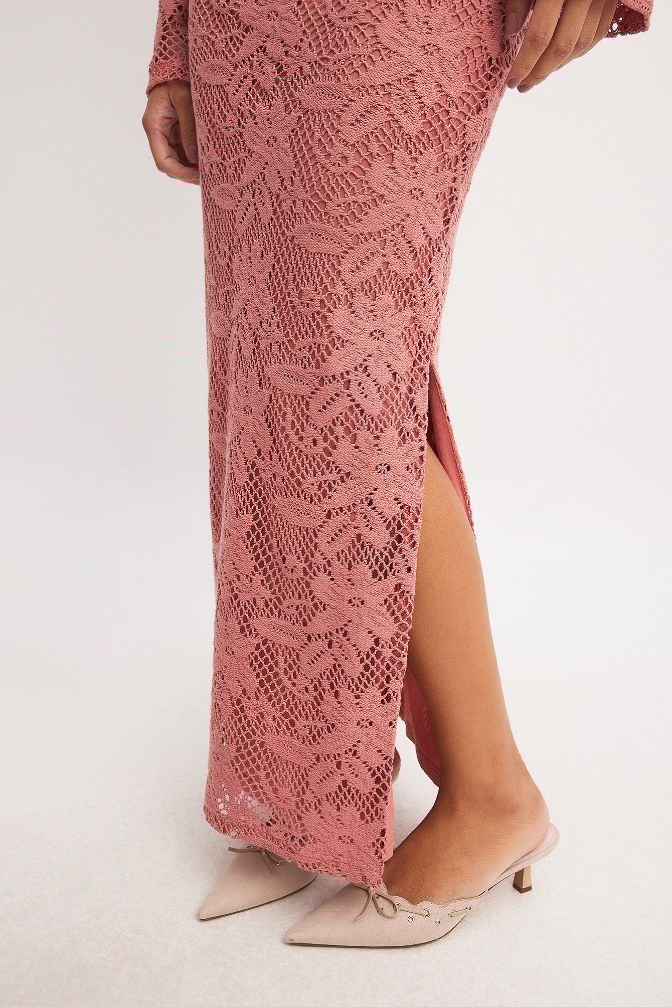 Crochet Maxi Skirt Red | NA-KD