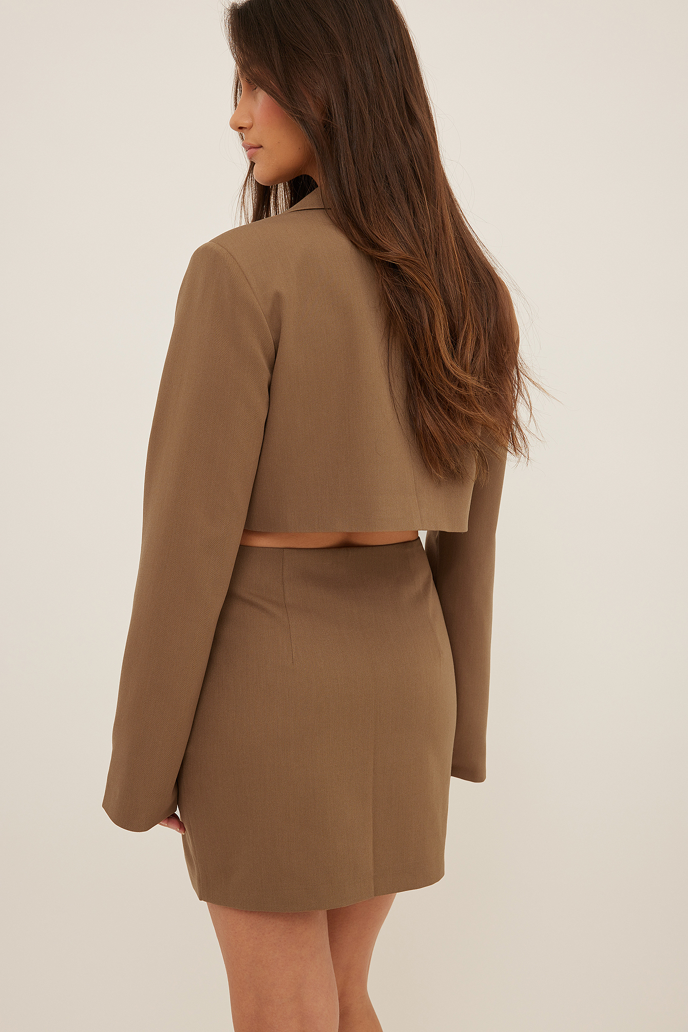 Cropped Boxy Blazer Brown | na-kd.com