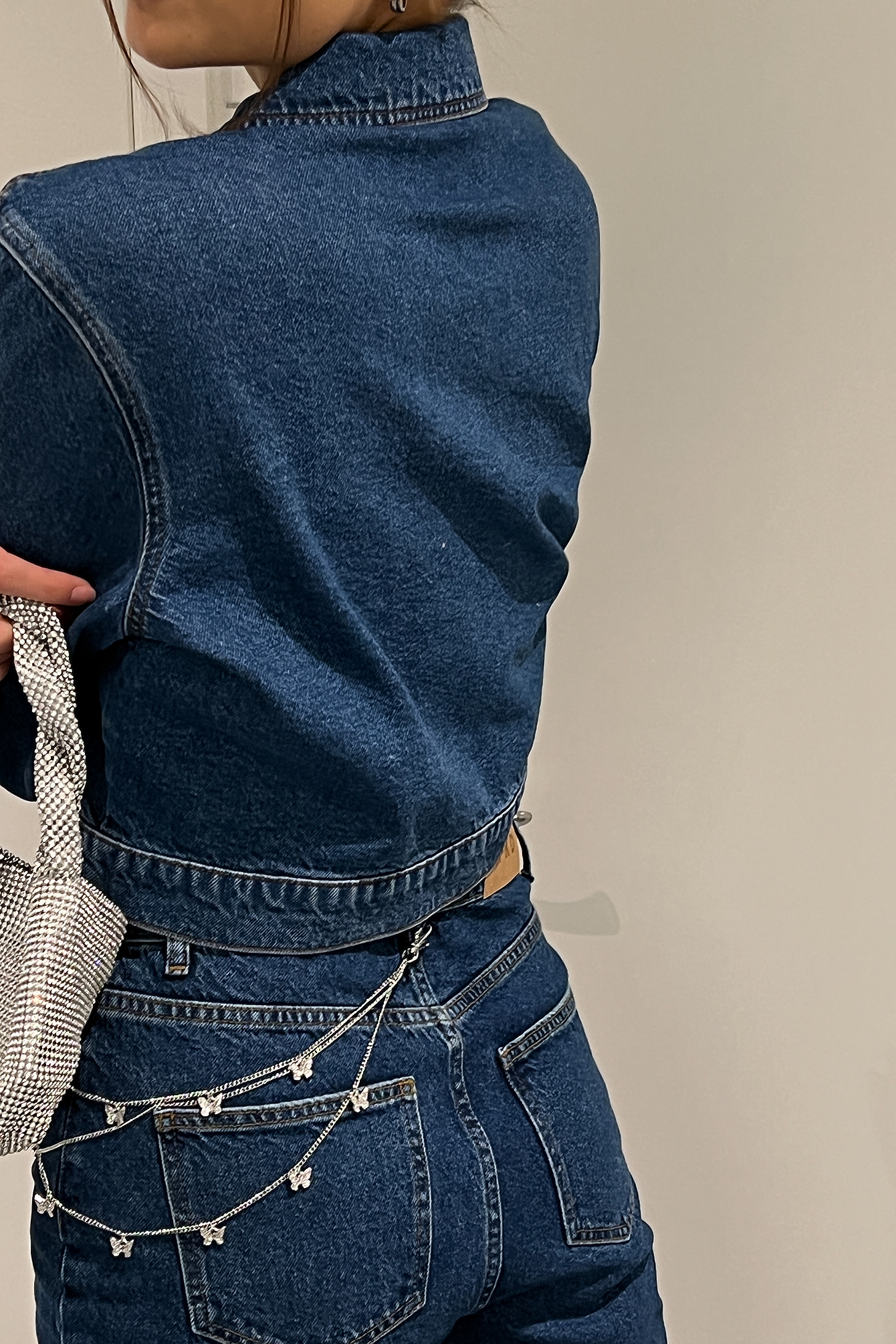 Cropped Straight Denim Jacket Blue | na-kd.com