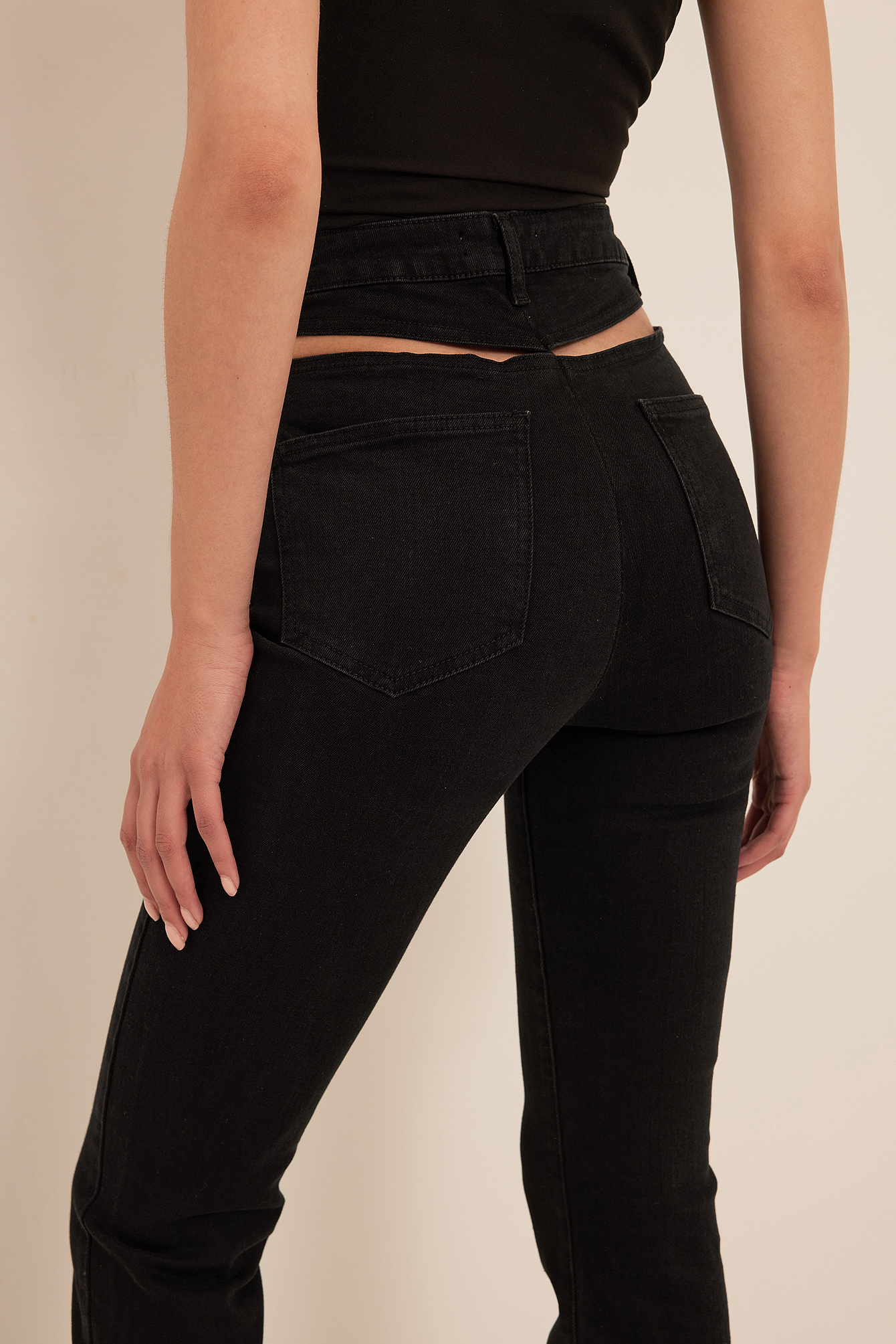 Cut Out Back Detail Denim Black | na-kd.com