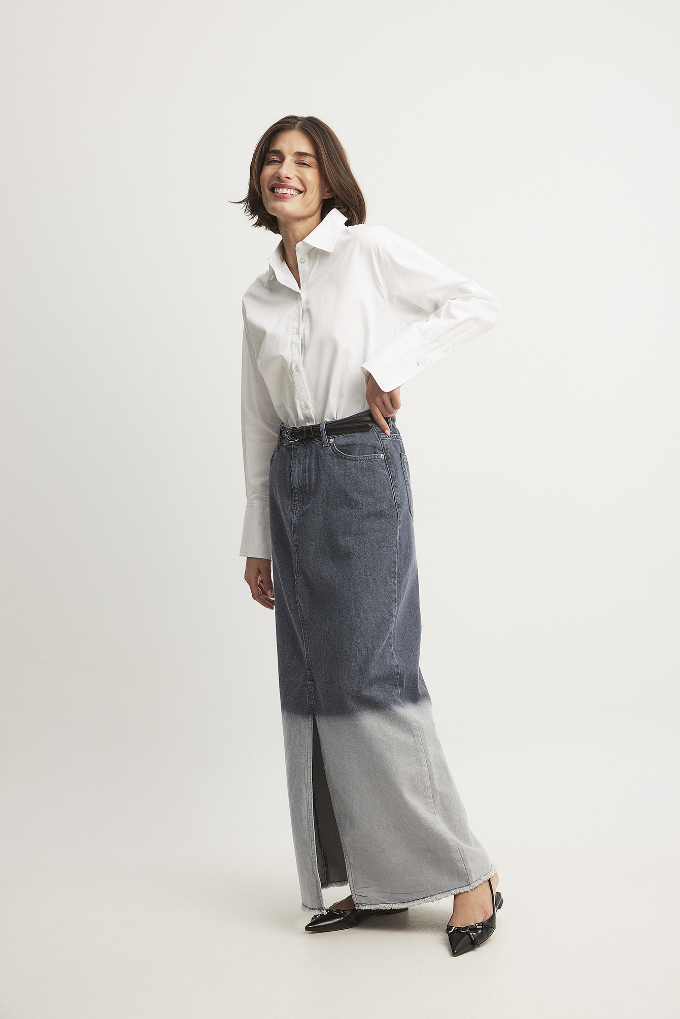 Denim Wide Maxi Skirt Multicolor | NA-KD