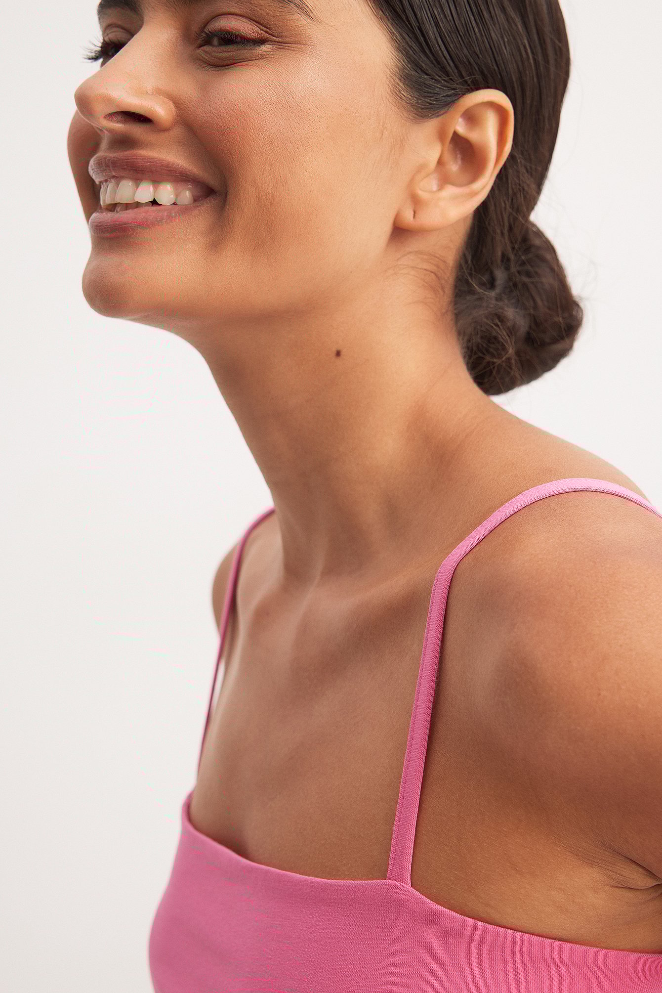 Double Folded Thin Strap Singlet Pink | NA-KD