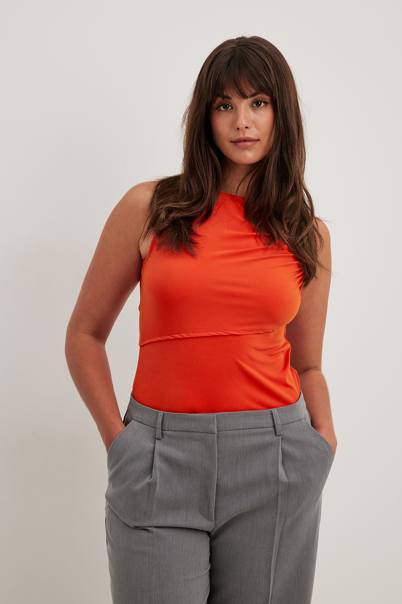 Draped Sleeveless Top Orange | NA-KD