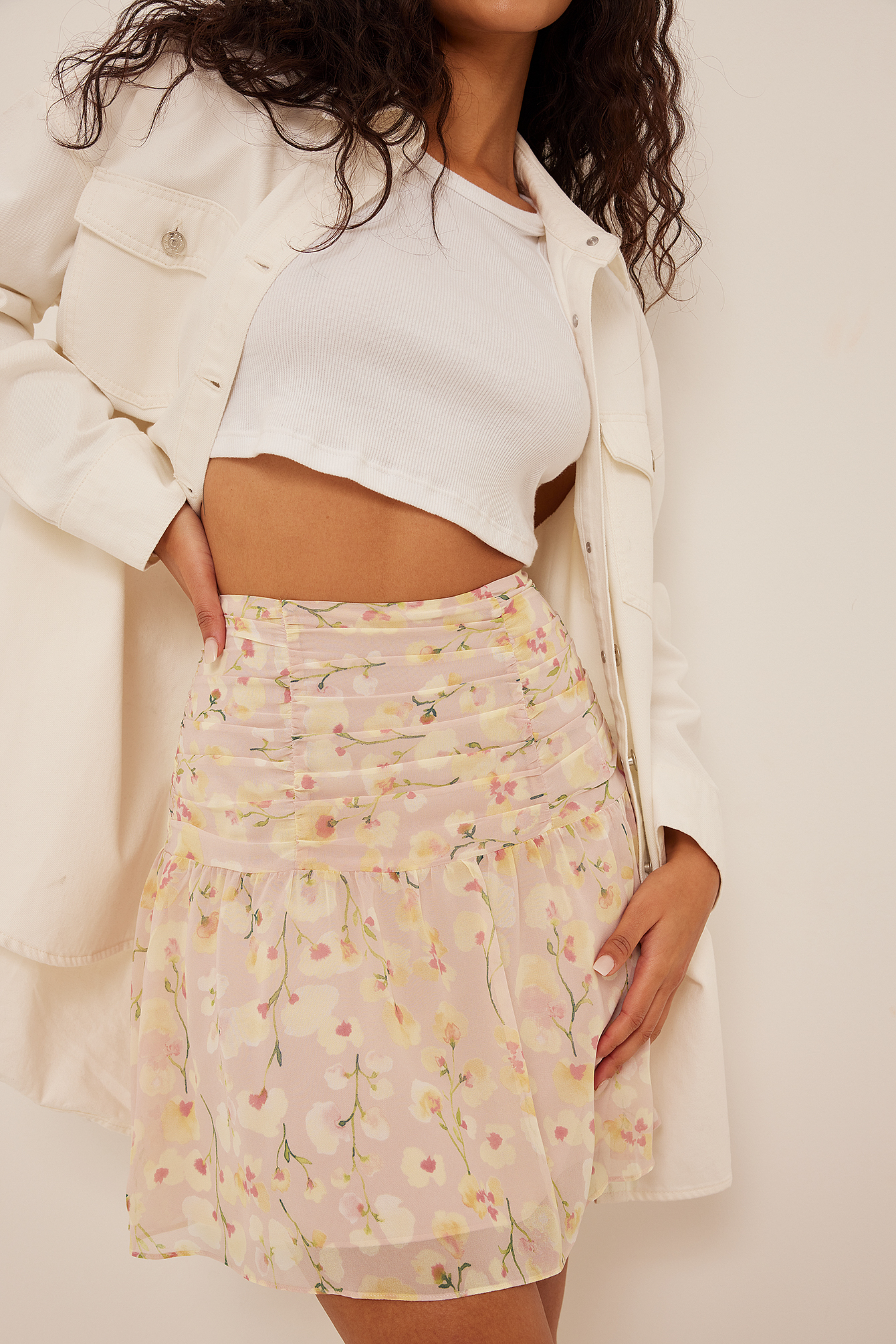 Recycled Drawstring Mini Skirt Flower | na-kd.com