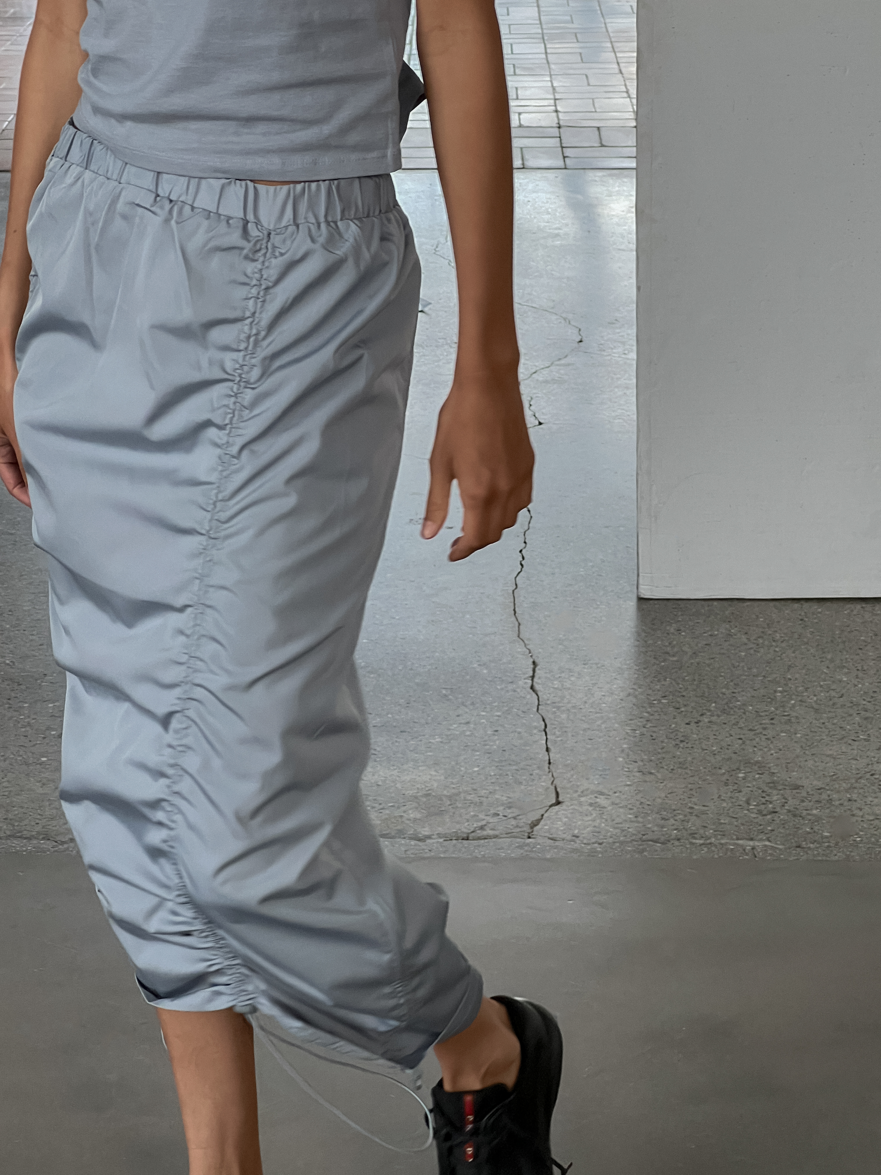 Drawstring Detail Maxi Skirt Grey | na-kd.com