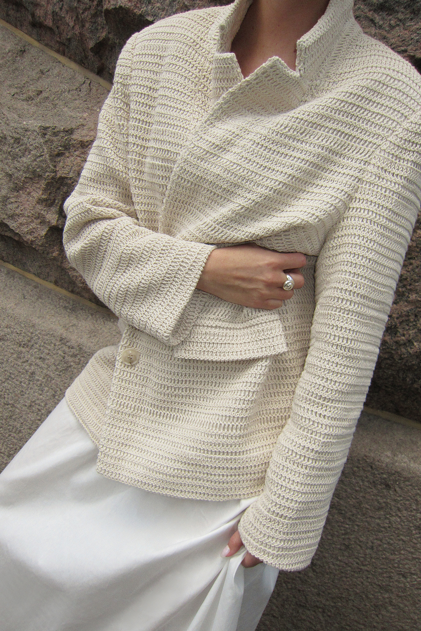 Gehäkelter Oversize-Blazer Beige | NA-KD
