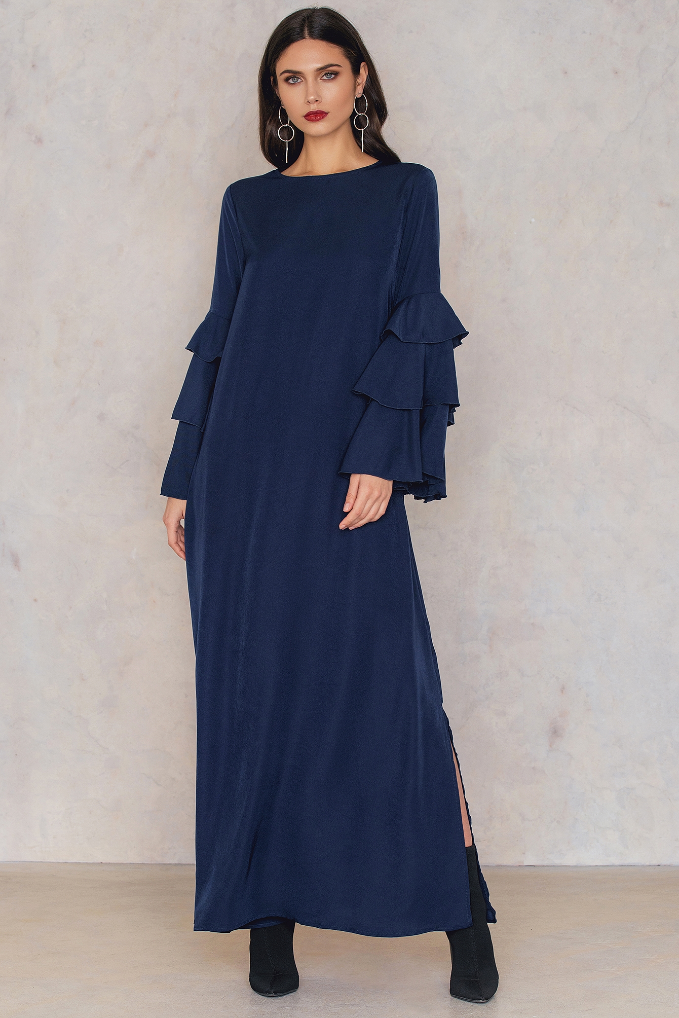 Bell Sleeve Kaftan Dress Blue | NA-KD