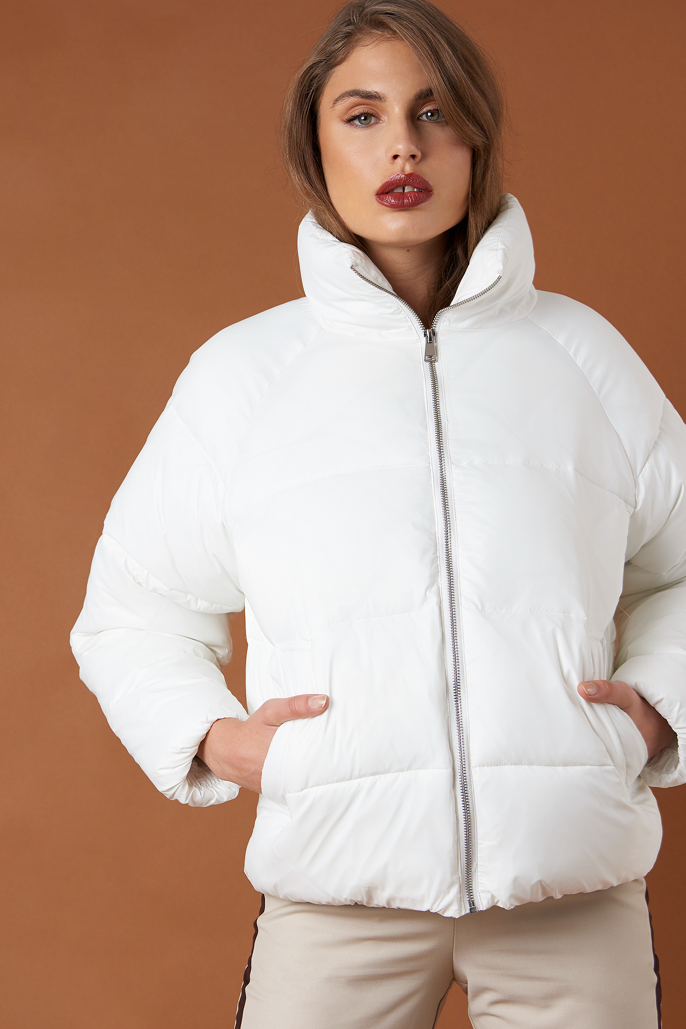 Short Puffer Jacket White Na kd Short Puffer Jacket White Na kd