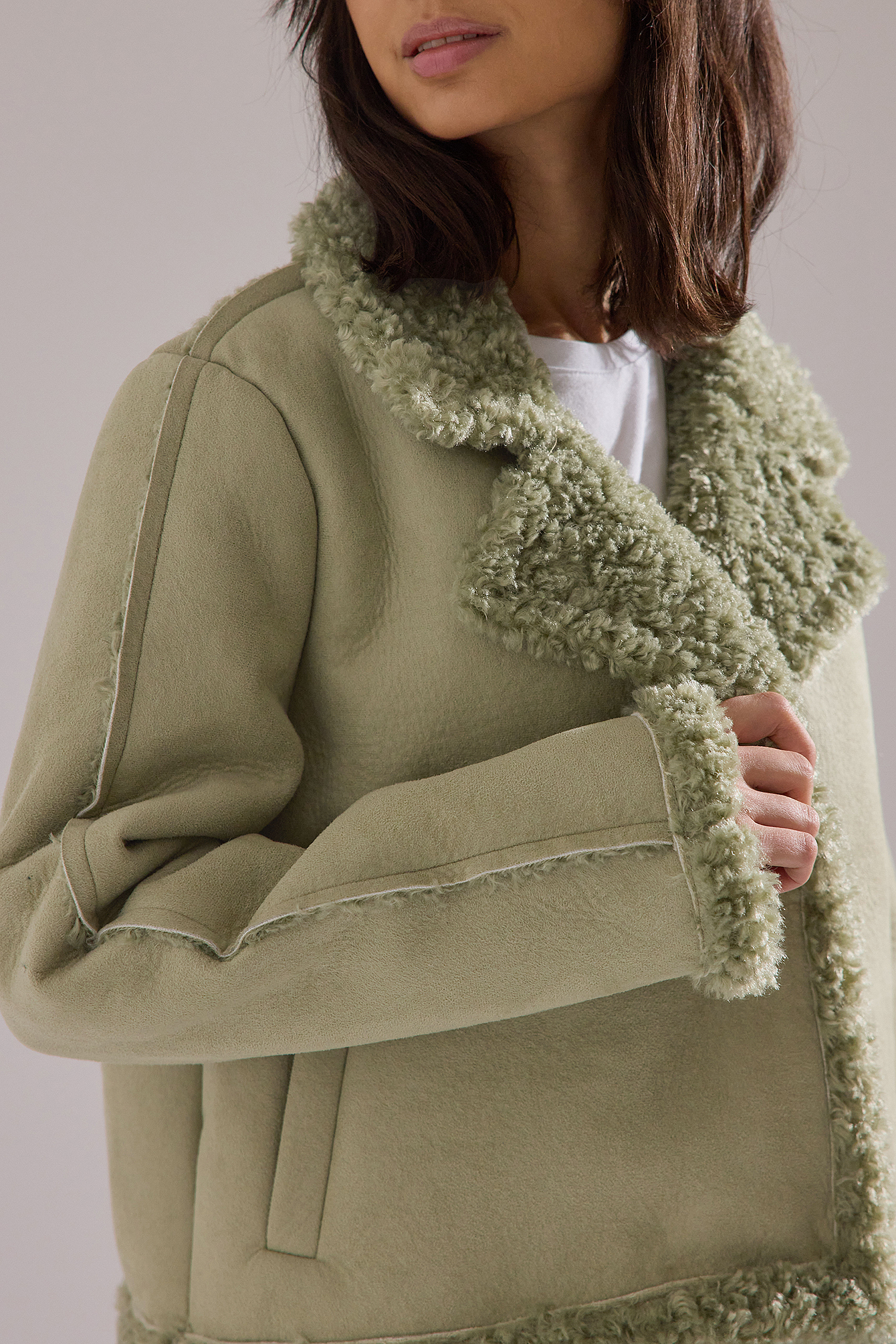 Faux Suede Jacket Green | NA-KD