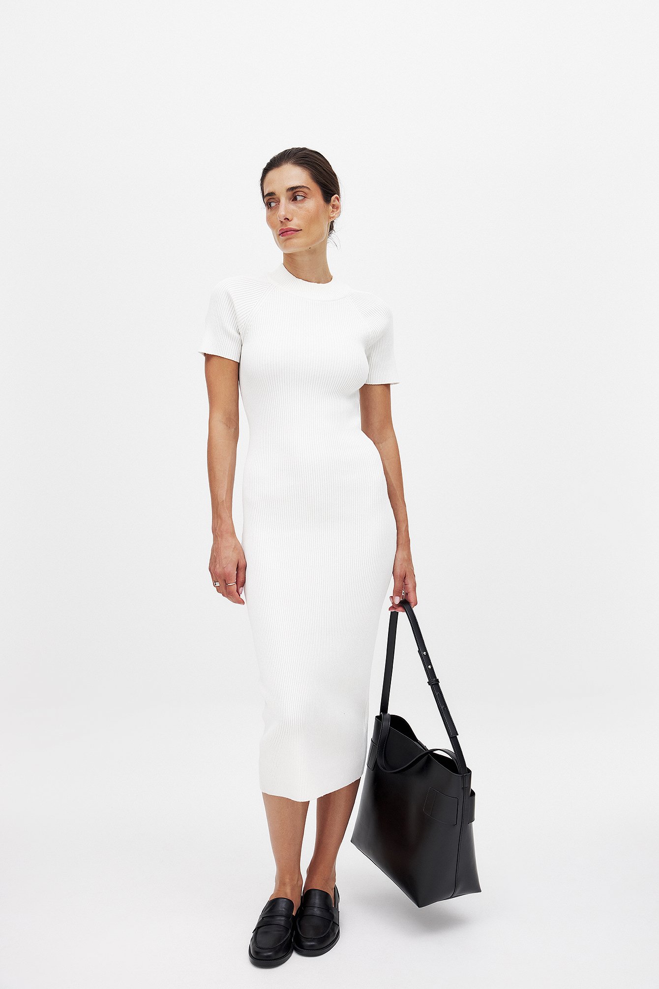 Fine Knitted Midi Dress White | NA-KD