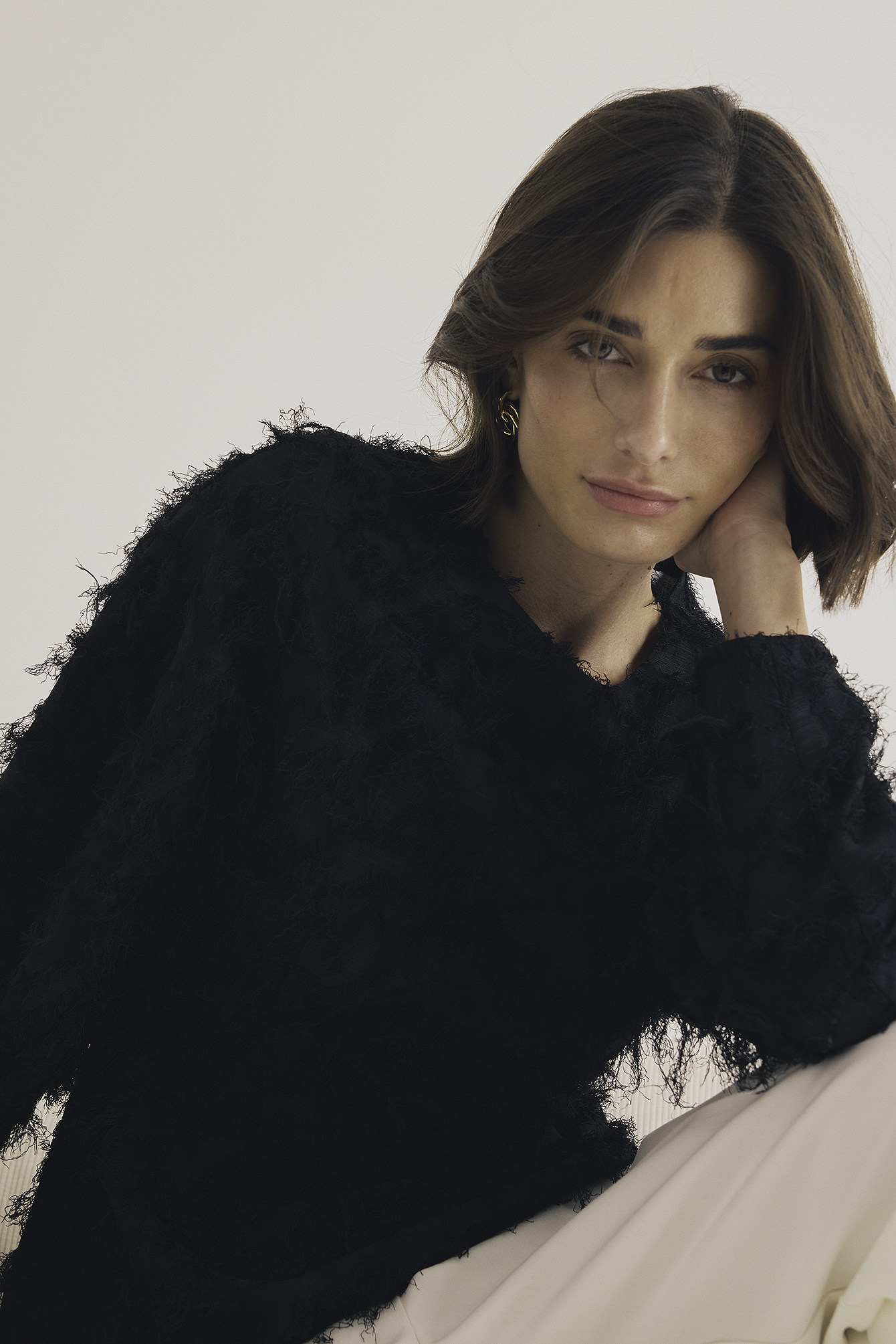 Fringe Shaped Sleeve Blouse Black | NA-KD