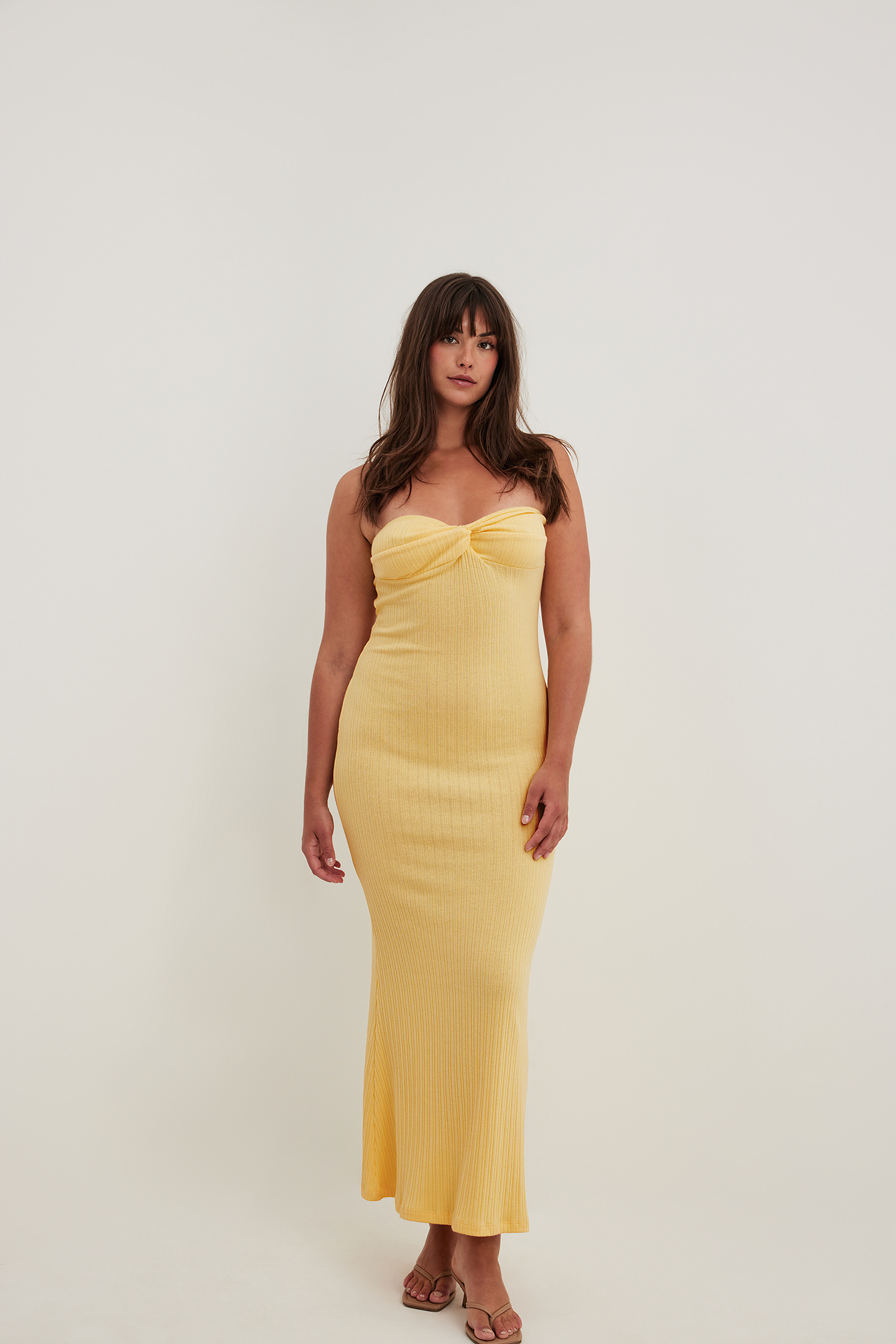 Front Twist Maxi Tube Dress Yellow | NA-KD
