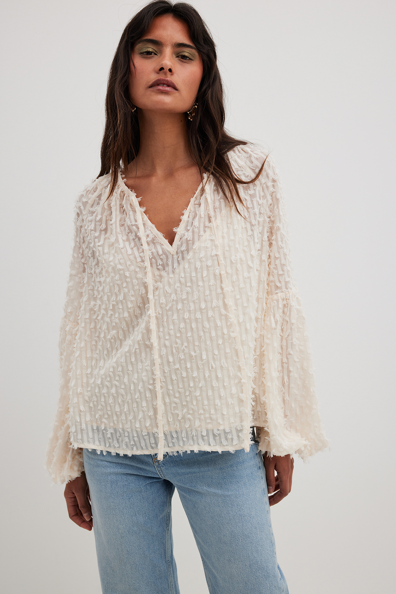 Fuzzy Textured Blouse White | NA-KD