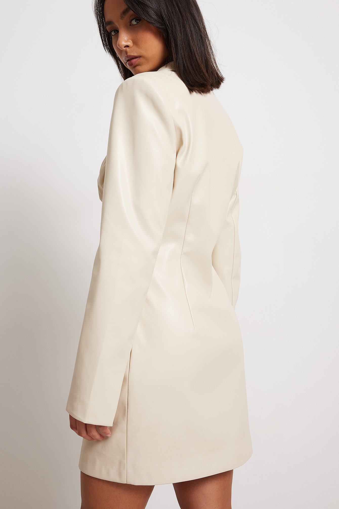 Gathered Chest PU Mini Dress Beige | na-kd.com